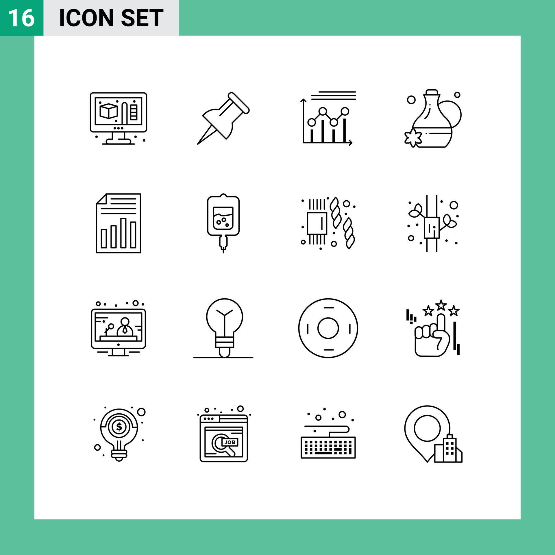 Set of 16 Vector Outlines on Grid for sheet page growth file spa Editable Vector Design Elements ...