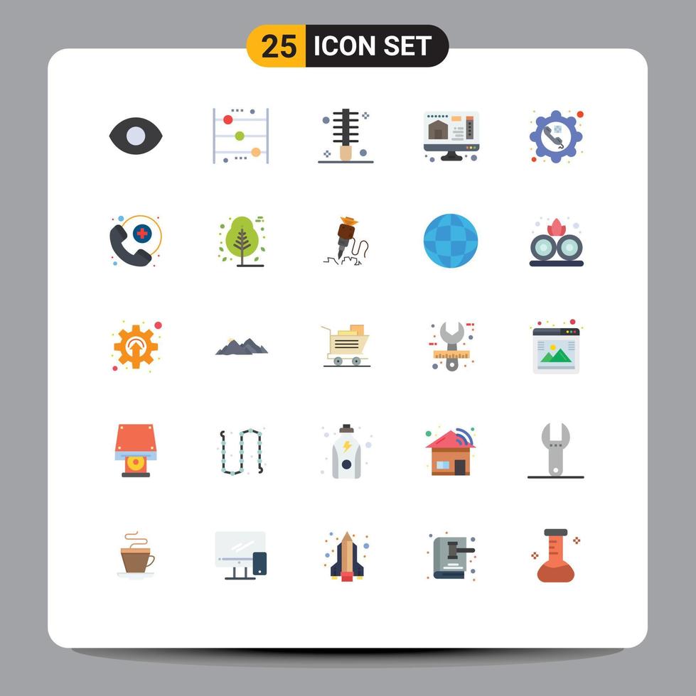 Set of 25 Modern UI Icons Symbols Signs for configure phone curly home ...