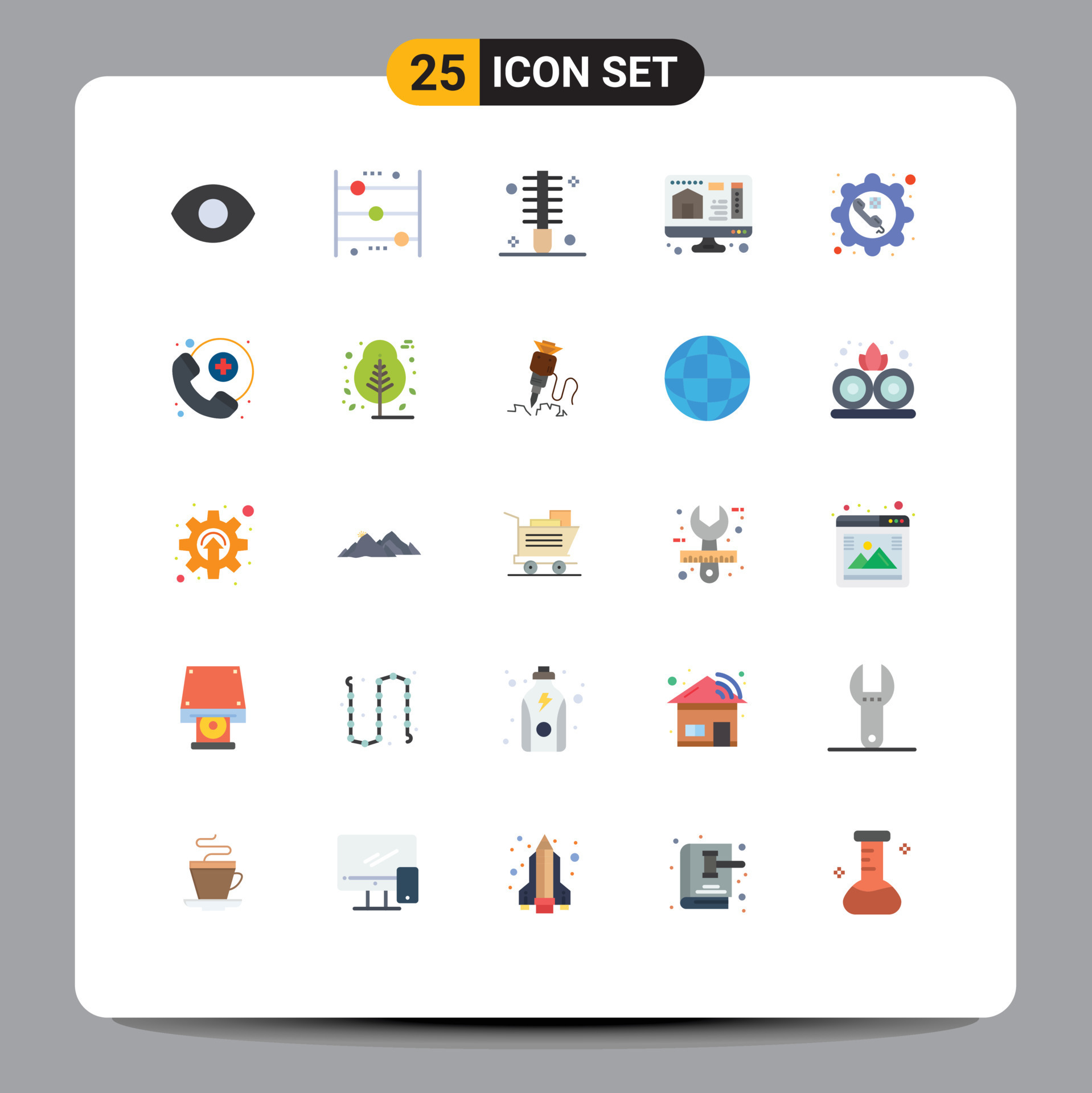 Set Of 25 Modern Ui Icons Symbols Signs For Configure Phone Curly Home Computer Editable Vector