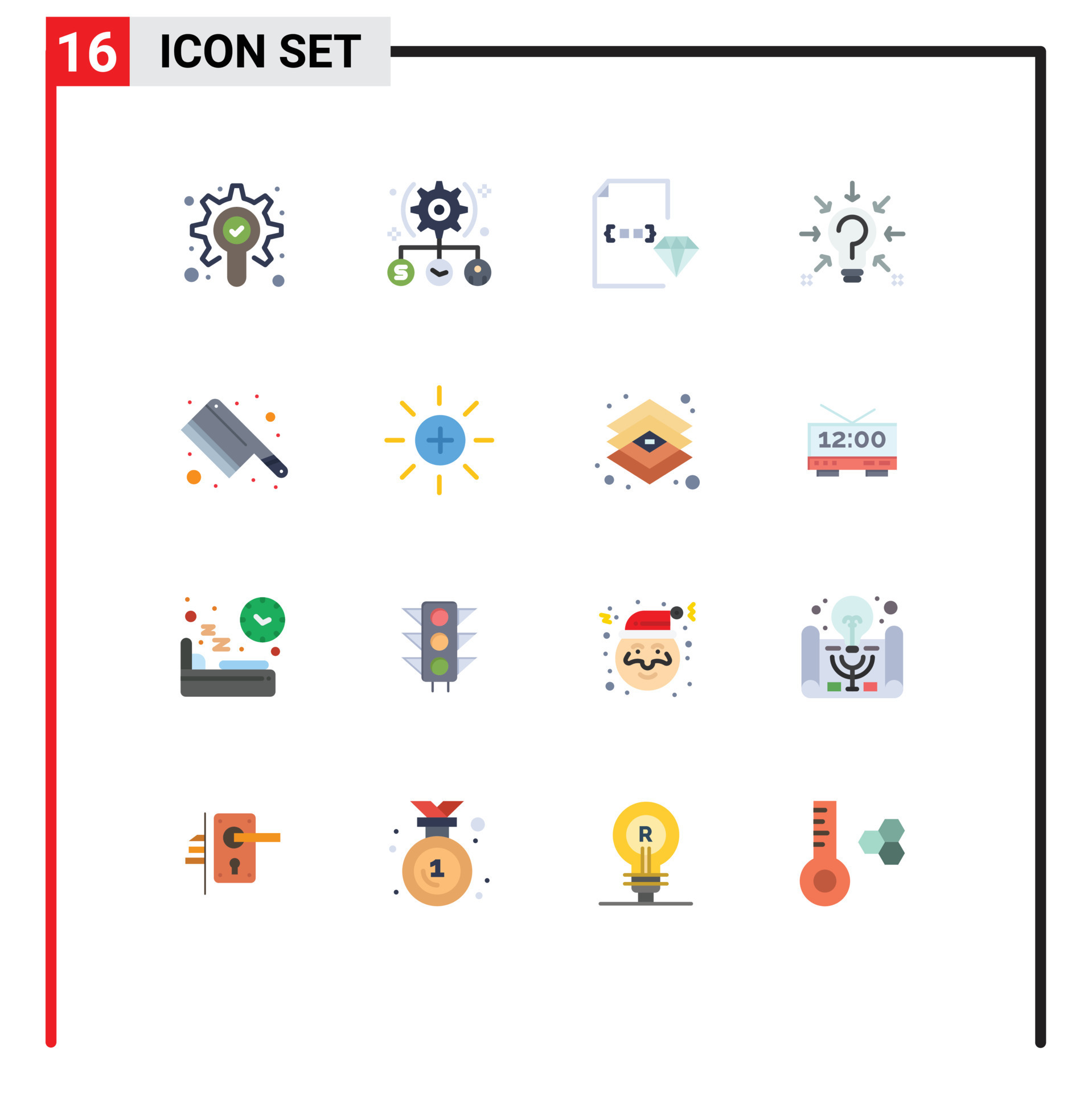 Set of 16 Modern UI Icons Symbols Signs for suggestion idea coding question file Editable Pack ...