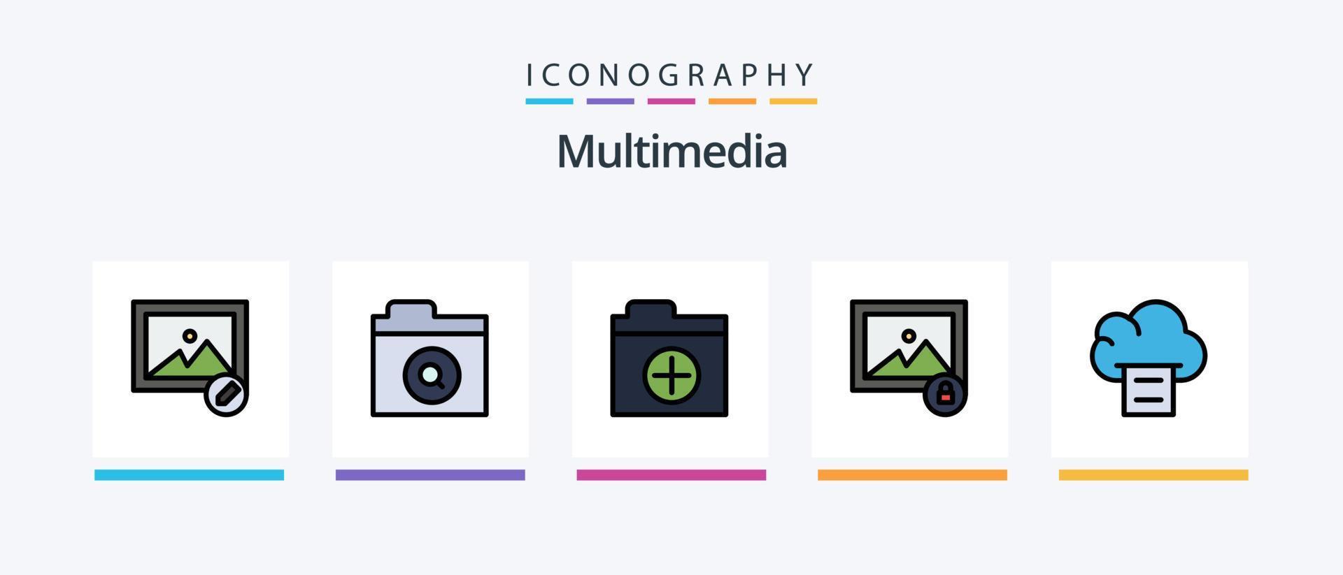 Multimedia Line Filled 5 Icon Pack Including . tabs. folder. Creative Icons Design 18256379 ...