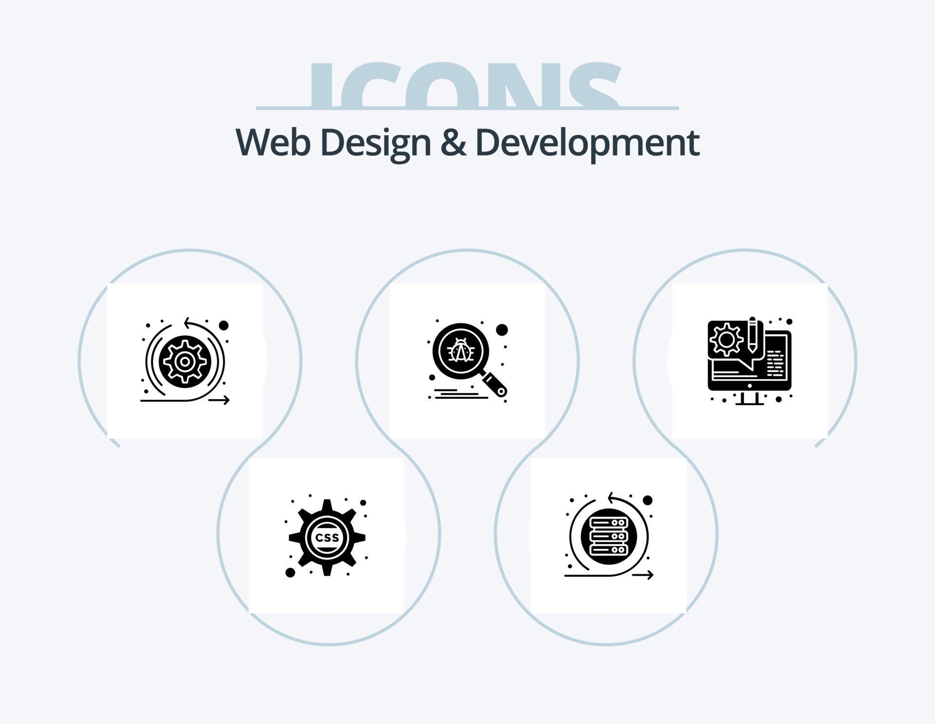 Web Design And Development Glyph Icon Pack 5 Icon Design. design ...