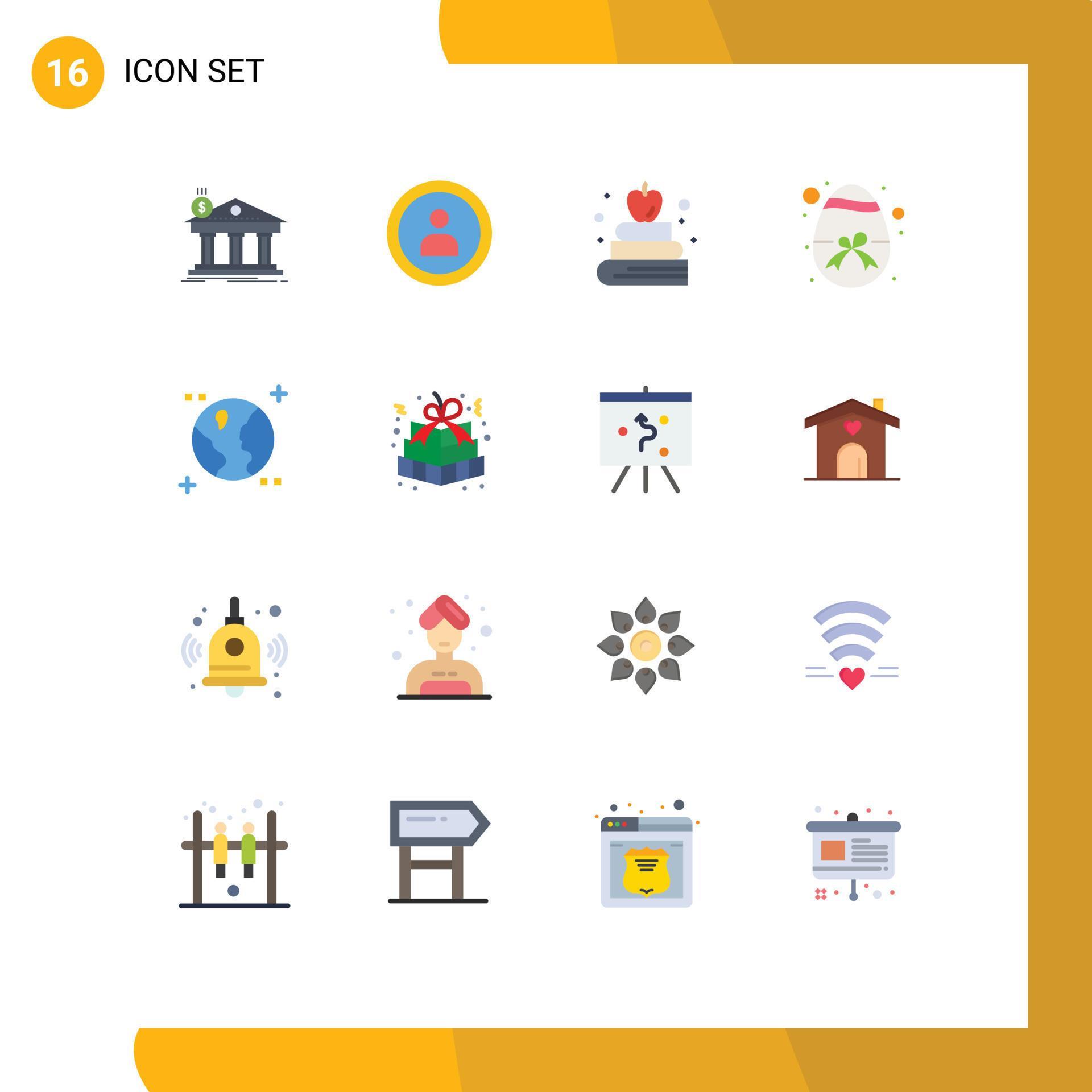 Mobile Interface Flat Color Set Of 16 Pictograms Of Space Astronomy