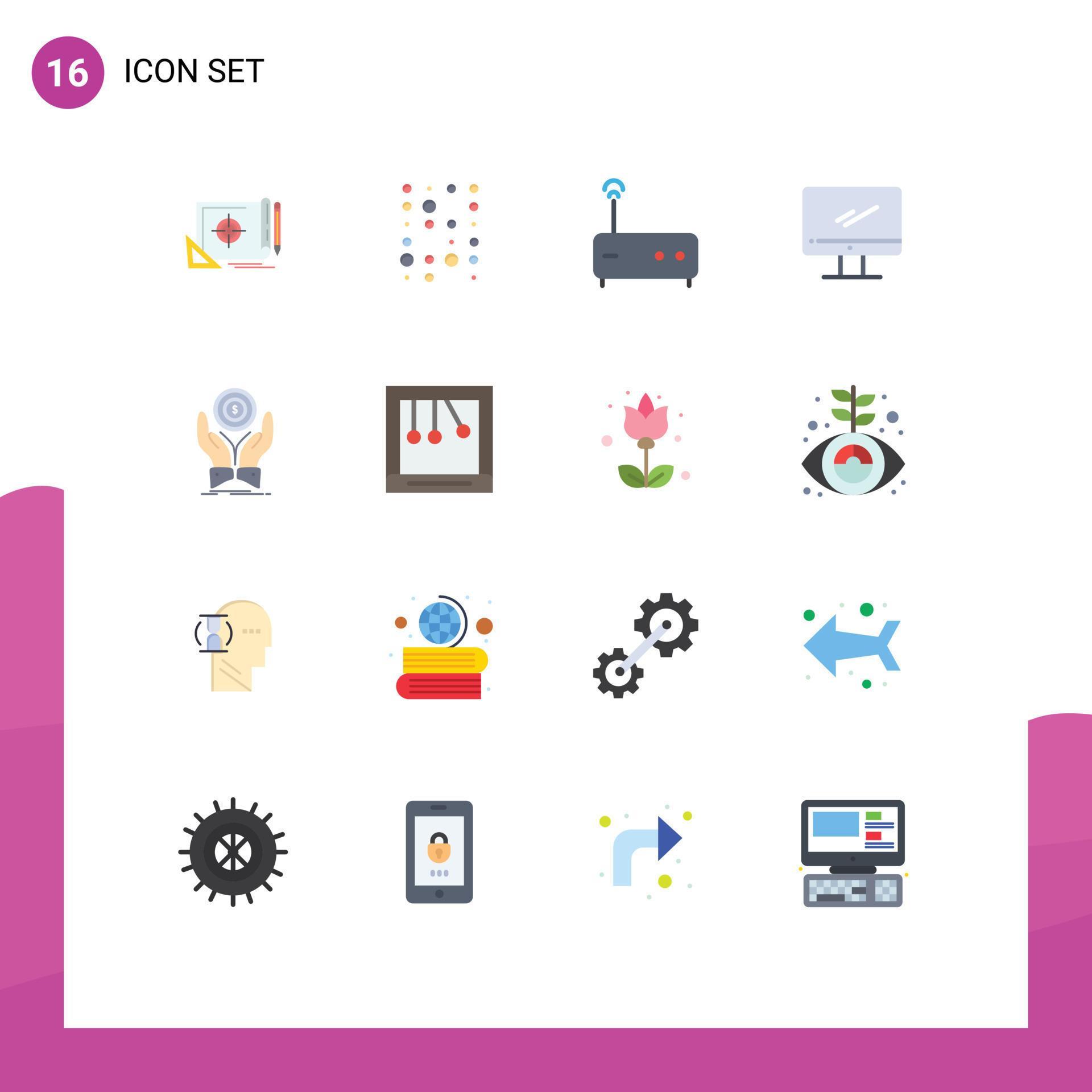 Set Of 16 Modern Ui Icons Symbols Signs For Coin Imac Scince Device Computer Editable Pack Of