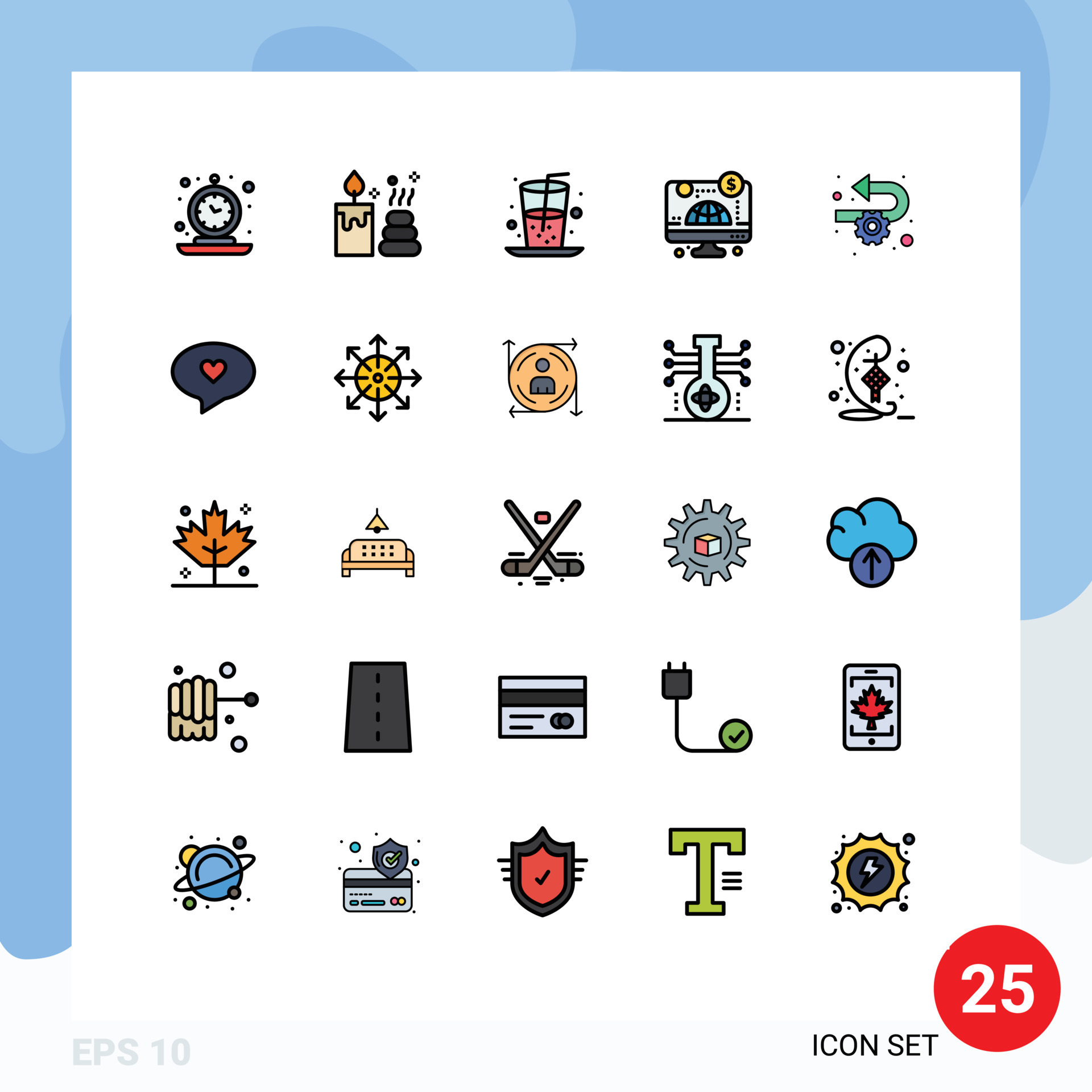 Pictogram Set Of 25 Simple Filled Line Flat Colors Of Agile Money Beverage Business Computer