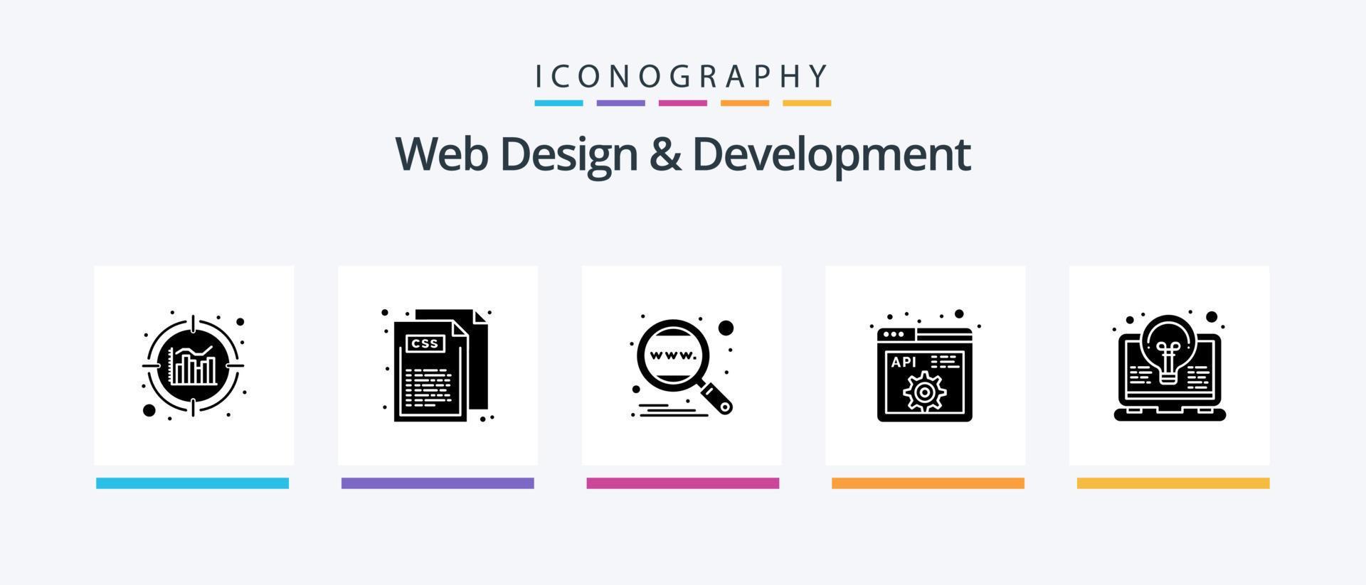 Web Design And Development Glyph 5 Icon Pack Including Coding Programming Engine Development 8431