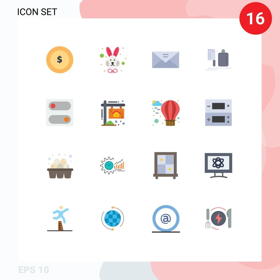 16 User Interface Flat Color Pack Of Modern Signs And Symbols Of Preferences Preparation Inbox