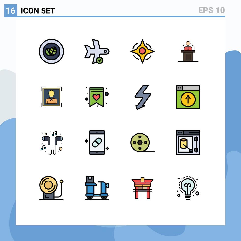 Editable Vector Line Pack Of 16 Simple Flat Color Filled Lines Of