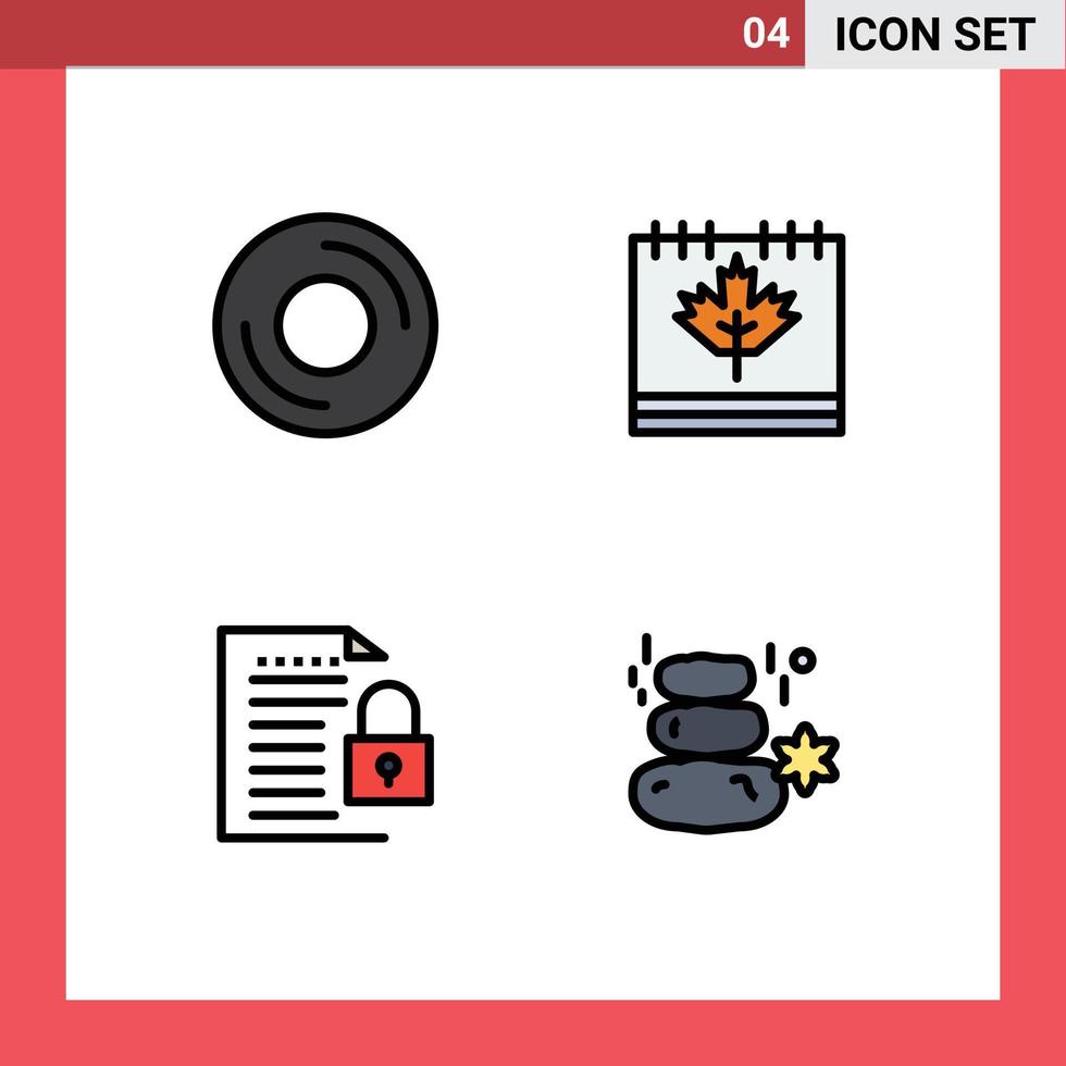 Set Of 4 Modern Ui Icons Symbols Signs For Computers Leaf Gadget Calendar Document Editable
