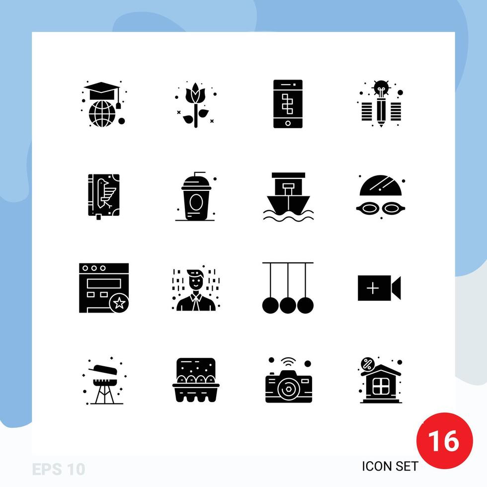 16 Thematic Vector Solid Glyphs and Editable Symbols of declaration ...