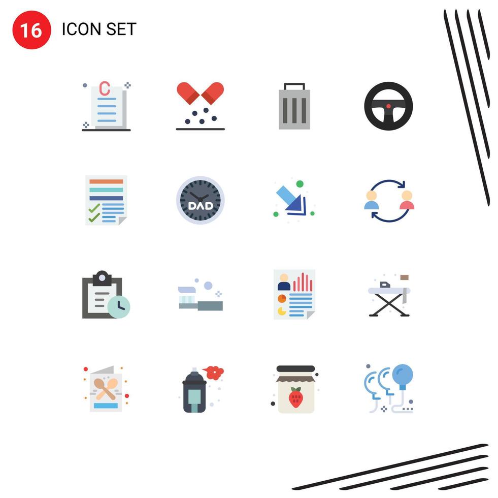 User Interface Pack Of 16 Basic Flat Colors Of Paper File Interface Data Vehicles Editable Pack