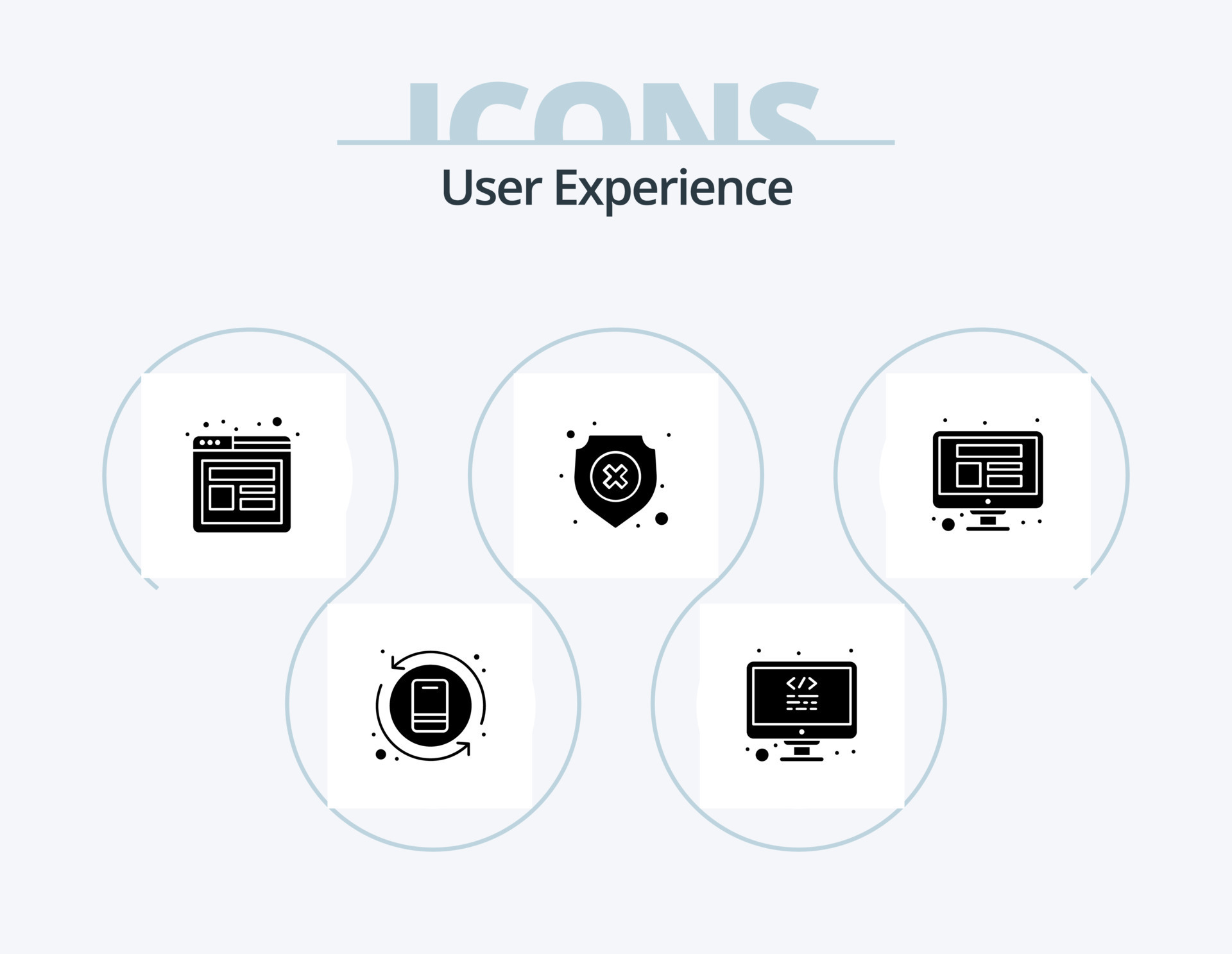 User Experience Glyph Icon Pack 5 Icon Design. website. failed. design. shield. antivirus ...