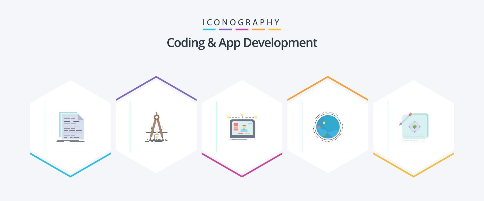 Coding And App Development 25 Flat icon pack including connection ...