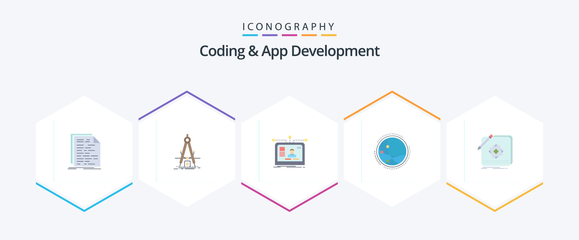 codificación y desarrollo de aplicaciones 25 paquete de iconos planos que incluye conexión. en ...
