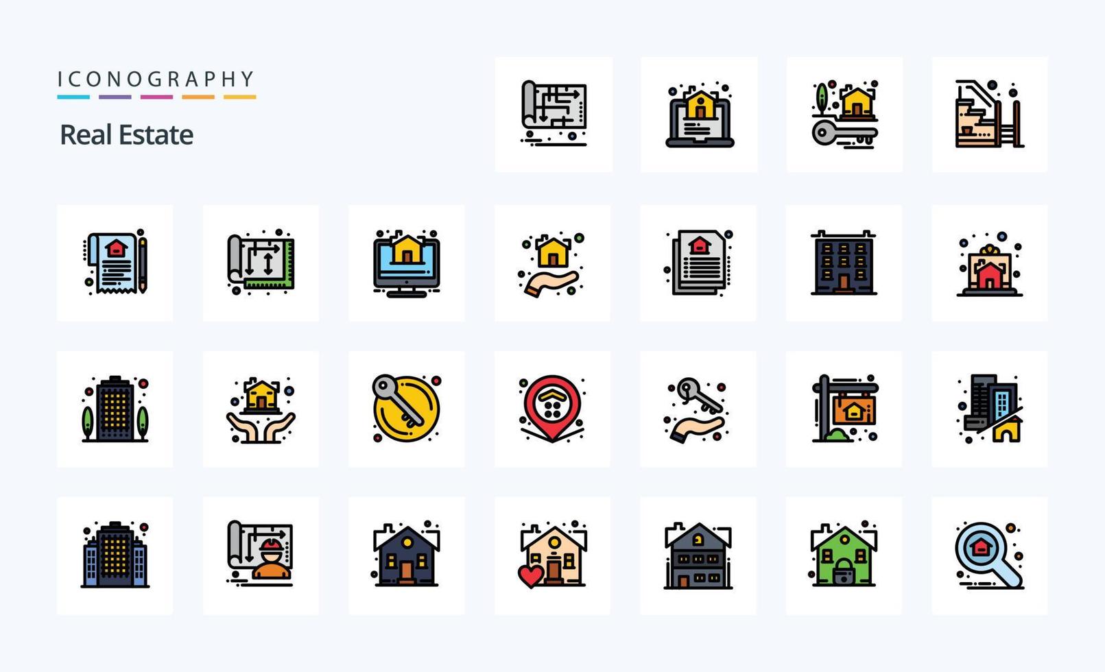 25 Real Estate Line Filled Style icon pack 18262873 Vector Art at Vecteezy