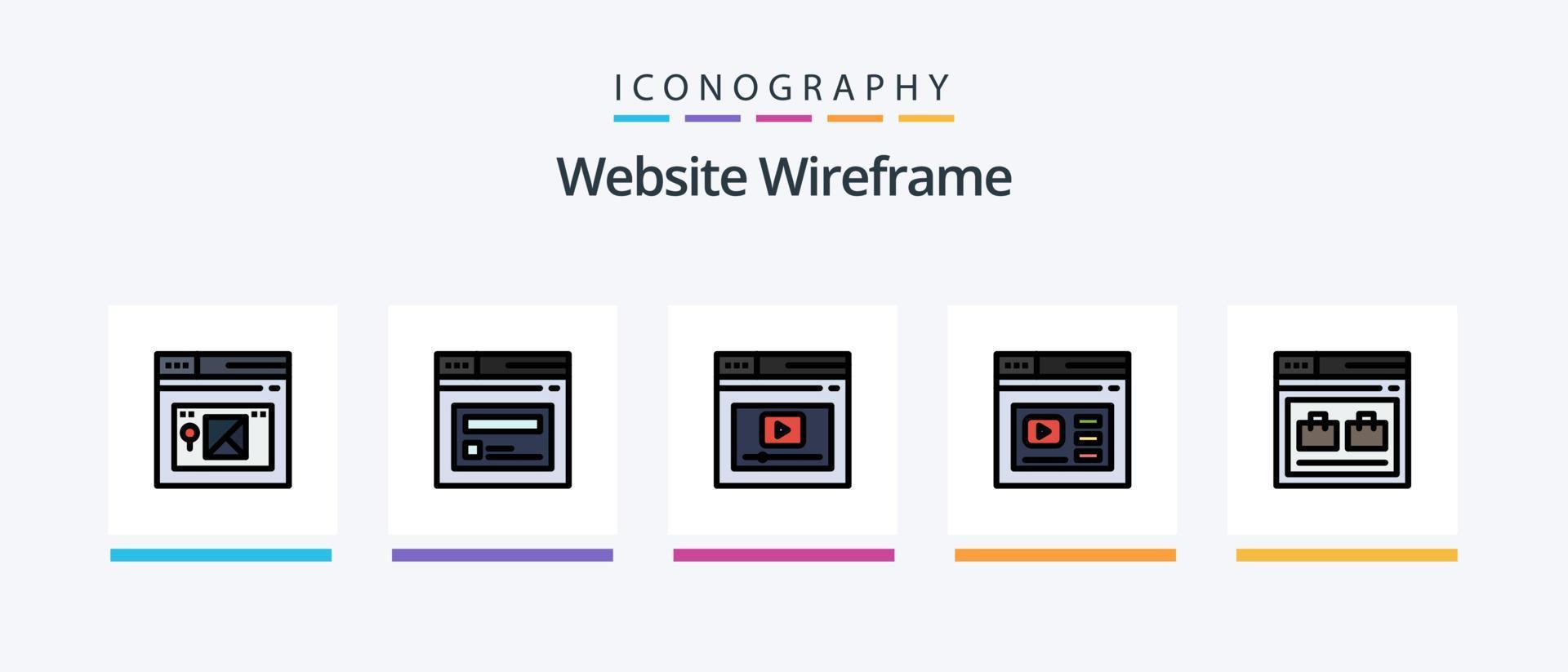 Website Wireframe Line Filled 5 Icon Pack Including website. page ...