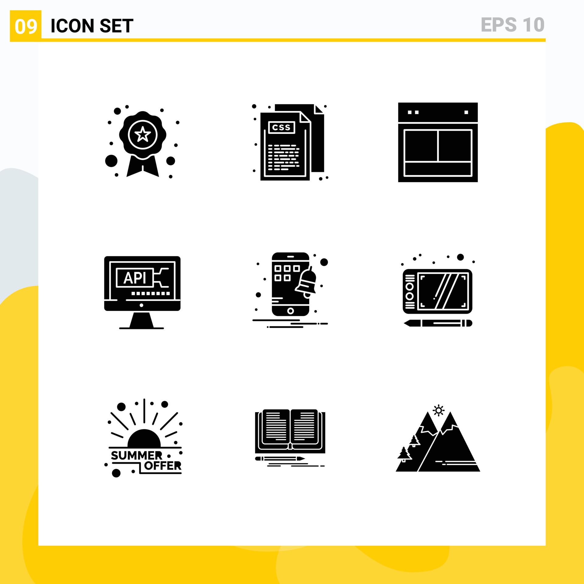 Pack Of 9 Creative Solid Glyphs Of Mobile Coding Design Code Website Editable Vector Design