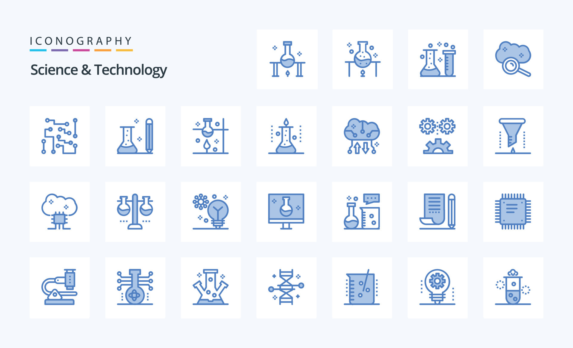 25 Science And Technology Blue icon pack 18264532 Vector Art at Vecteezy