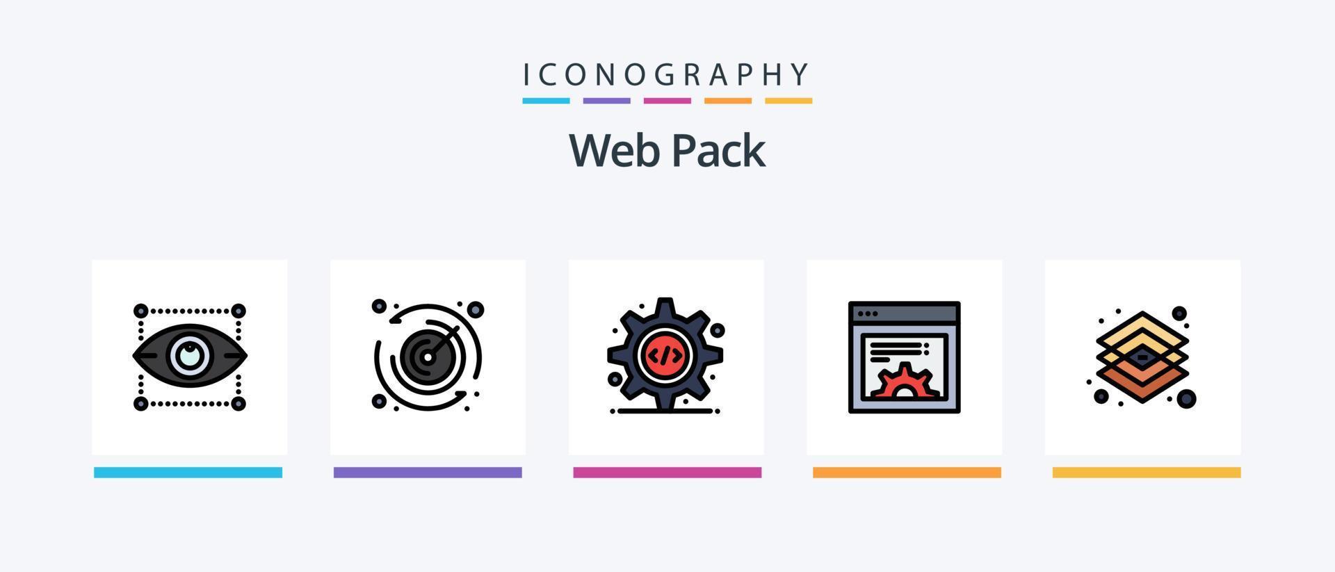 Web Pack Line Filled 5 Icon Pack Including aim. stopwatch. bulb. virtual. d environmentd shapes ...