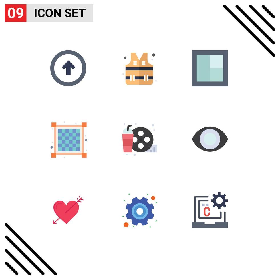 User Interface Pack Of 9 Basic Flat Colors Of Drink View Frame Layout Wooden Editable Vector