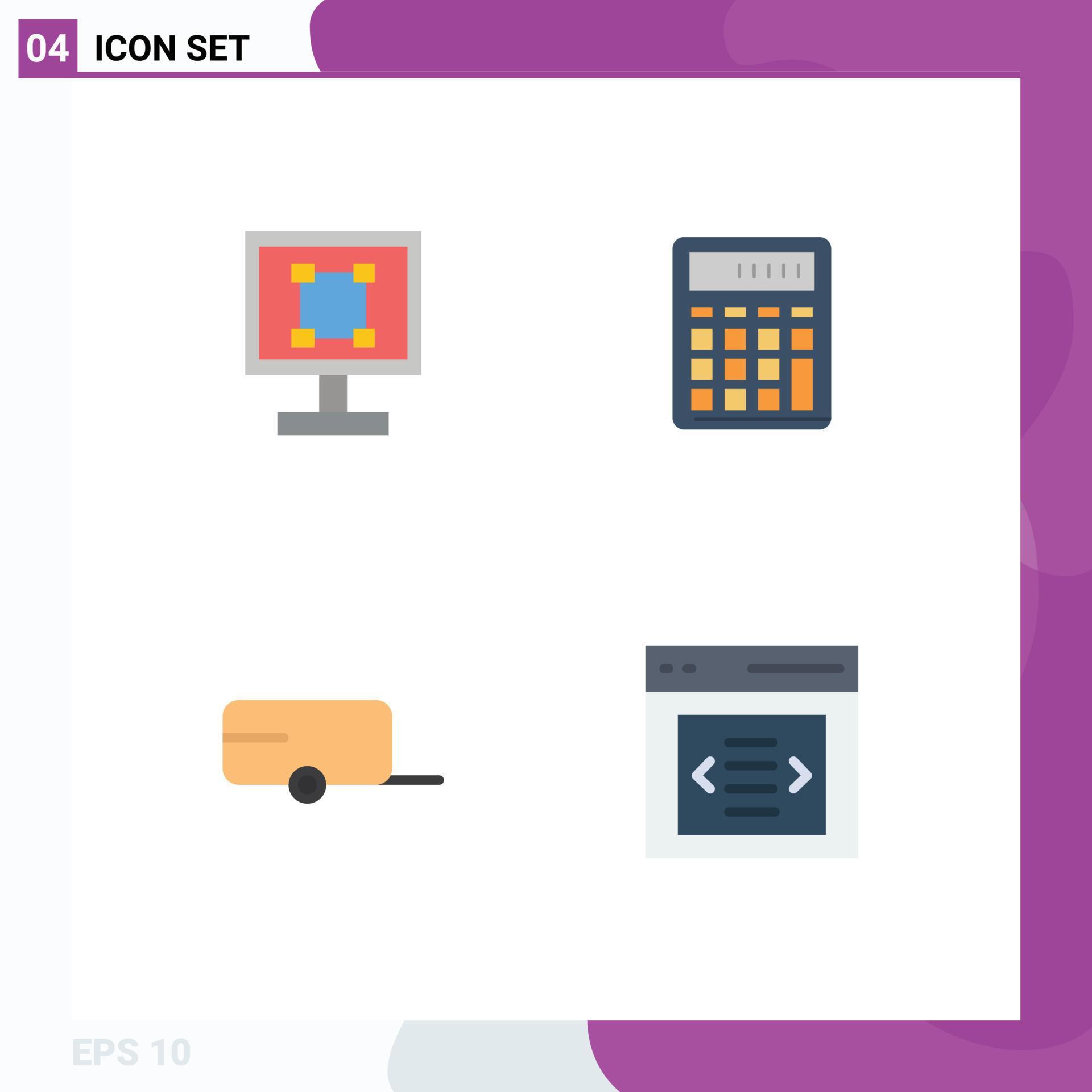 Modern Set of 4 Flat Icons and symbols such as crop financial program ...