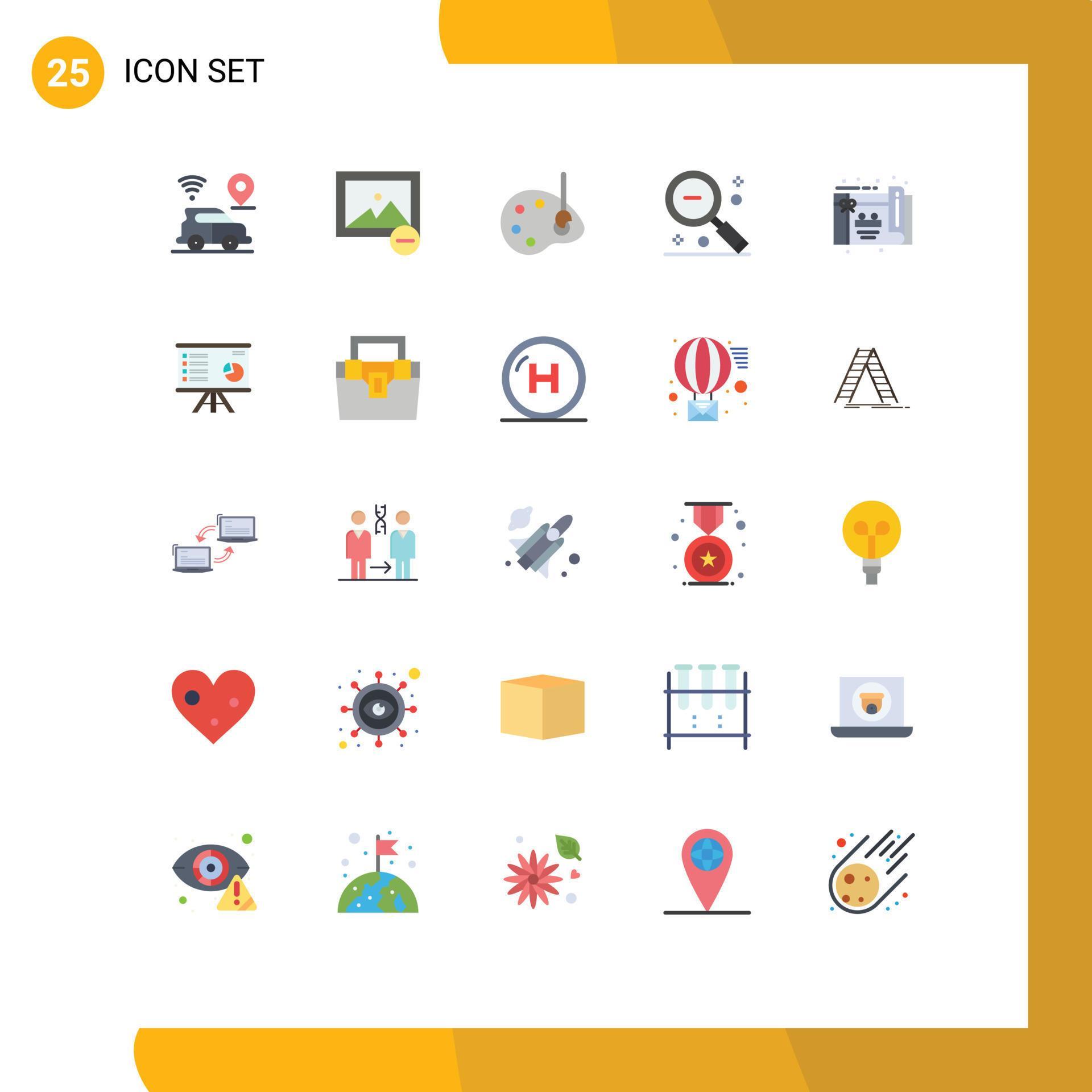 25 Thematic Vector Flat Colors And Editable Symbols Of Party Ui Draw Search Minus Editable