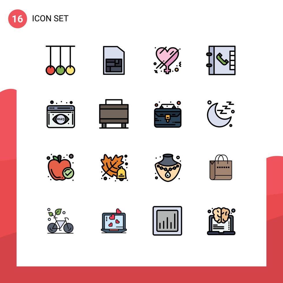 Group Of 16 Flat Color Filled Lines Signs And Symbols For Suitcase Data Visualization Gender
