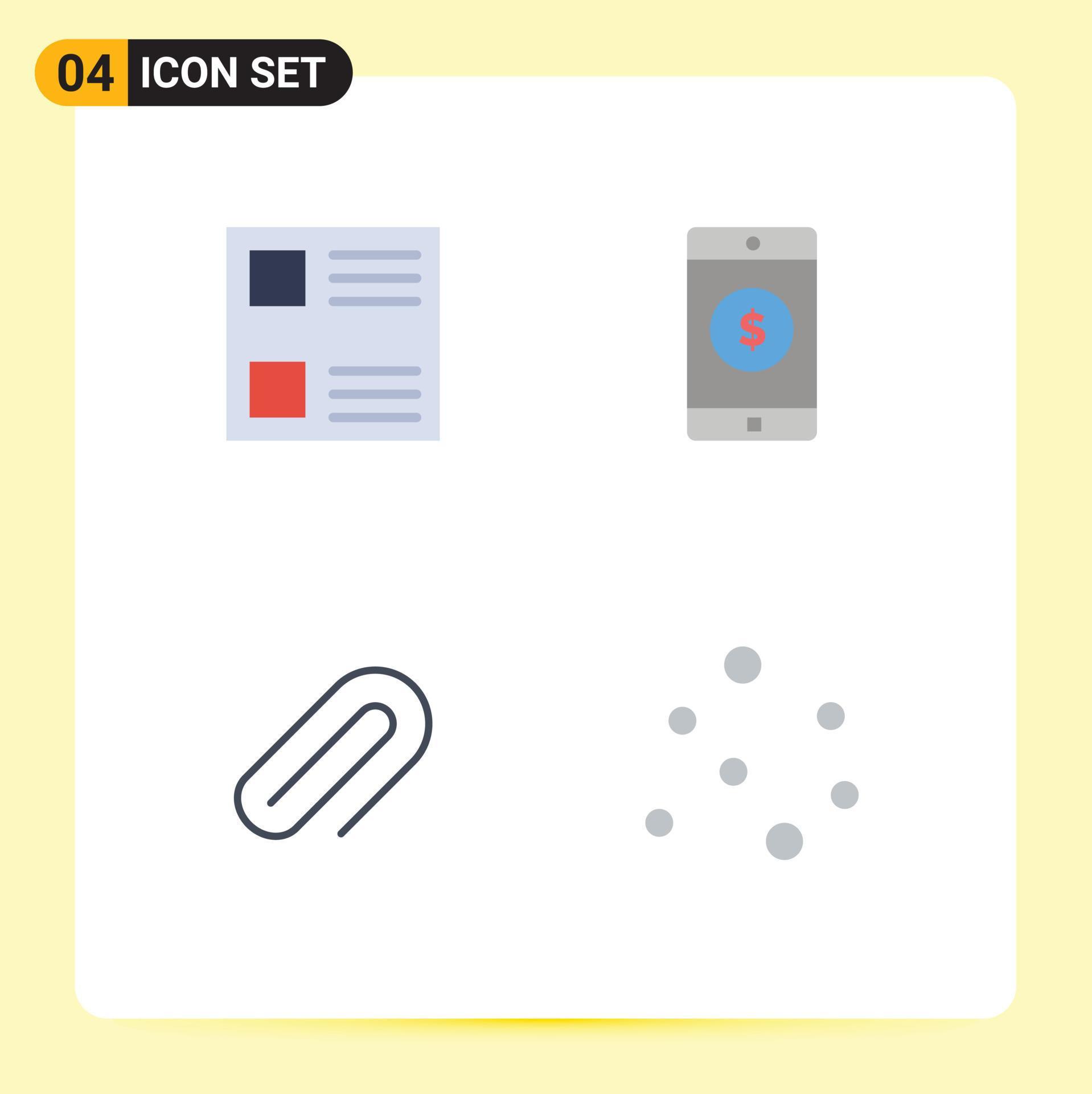 Universal Icon Symbols Group Of 4 Modern Flat Icons Of Checkbox Paper