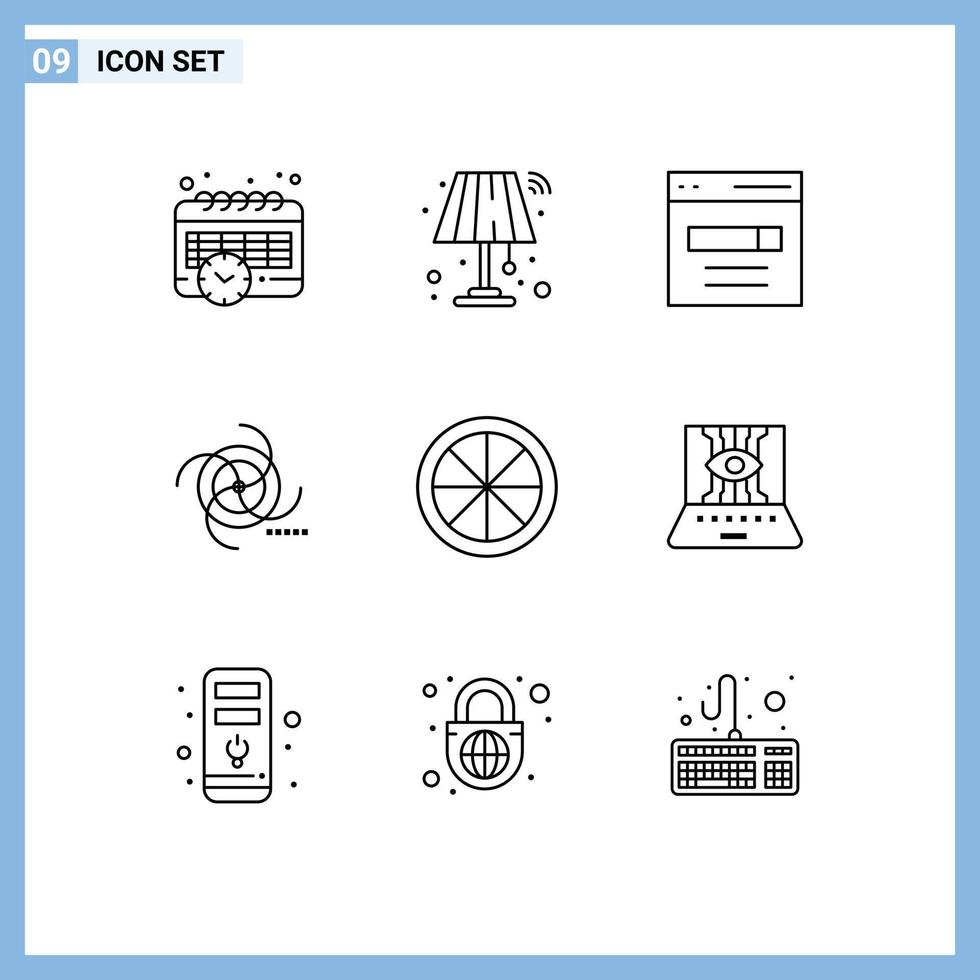 9 User Interface Outline Pack Of Modern Signs And Symbols Of Citrus Galaxy Engine Field Black