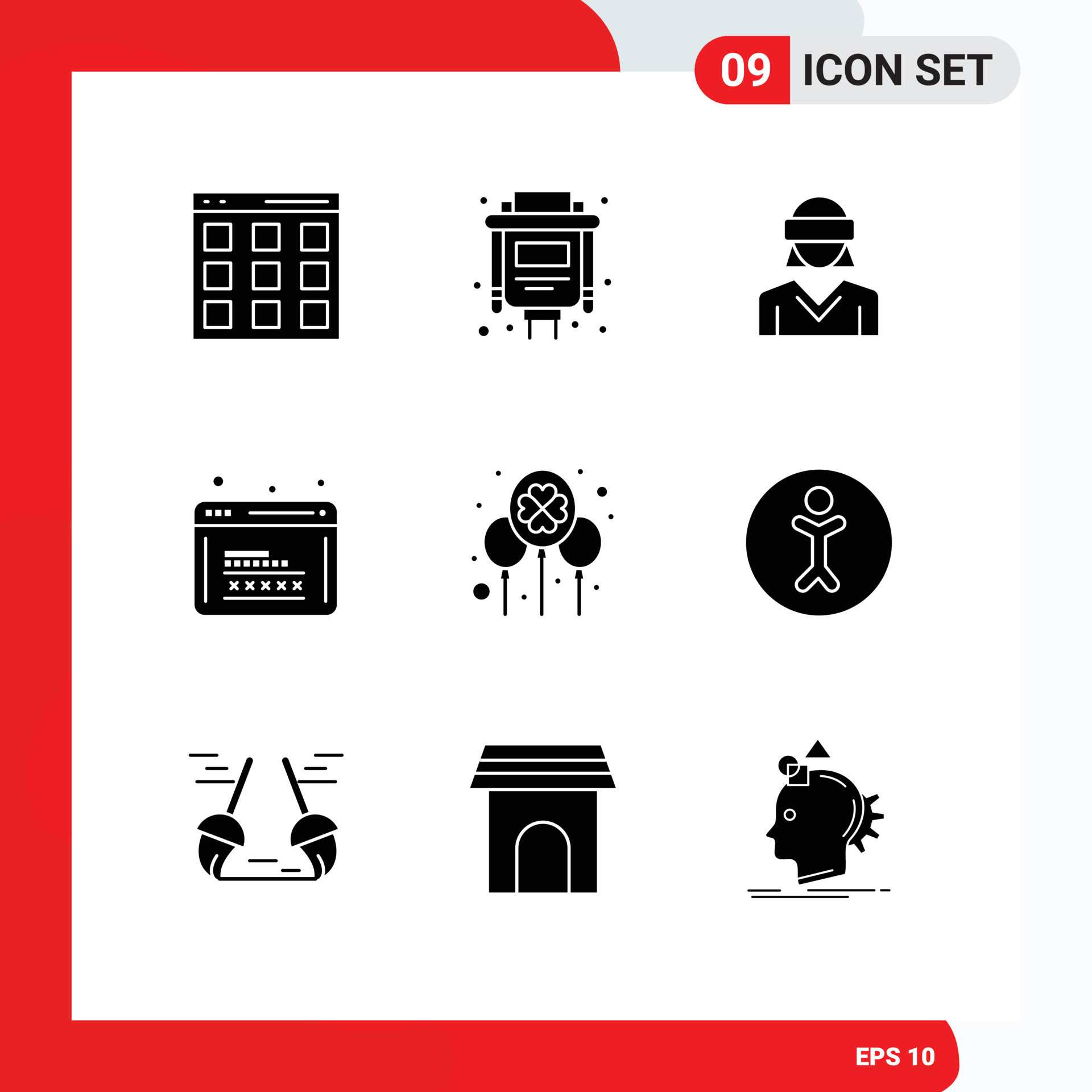 Stock Vector Icon Pack of 9 Line Signs and Symbols for balloon web ...