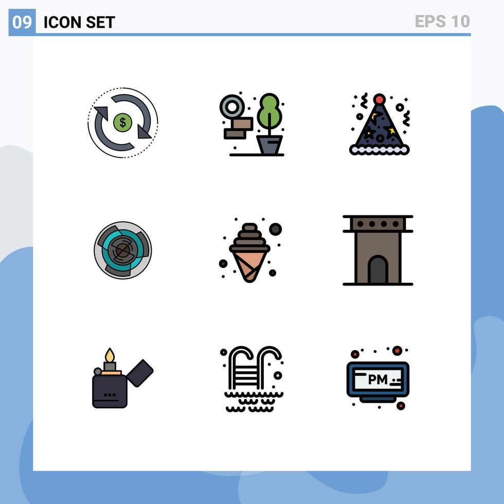 Set of 9 Modern UI Icons Symbols Signs for logic concept birthday ...