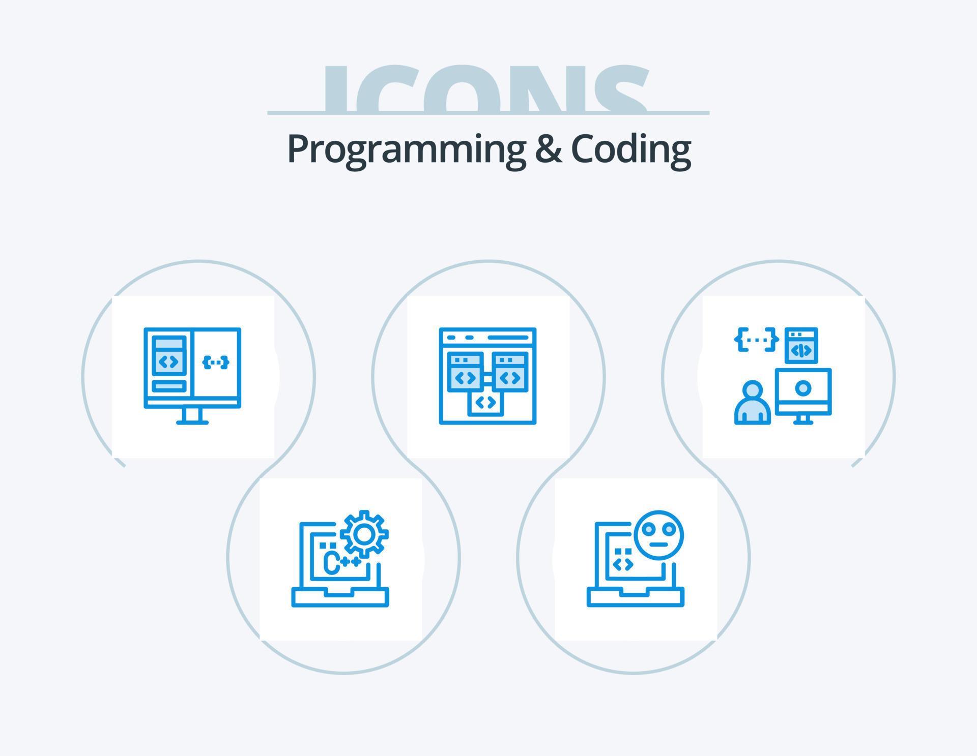 Programming And Coding Blue Icon Pack 5 Icon Design Coding App Development Development
