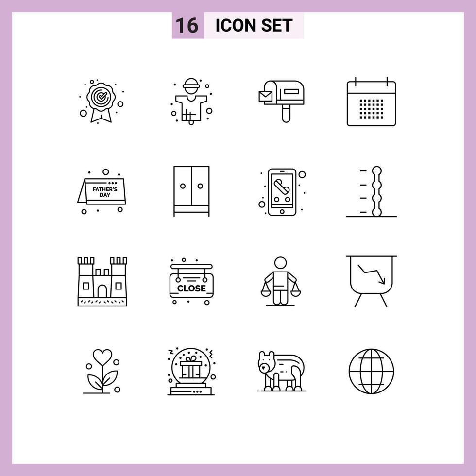 16 Universal Outlines Set For Web And Mobile Applications Date Schedule Box Event Calendar