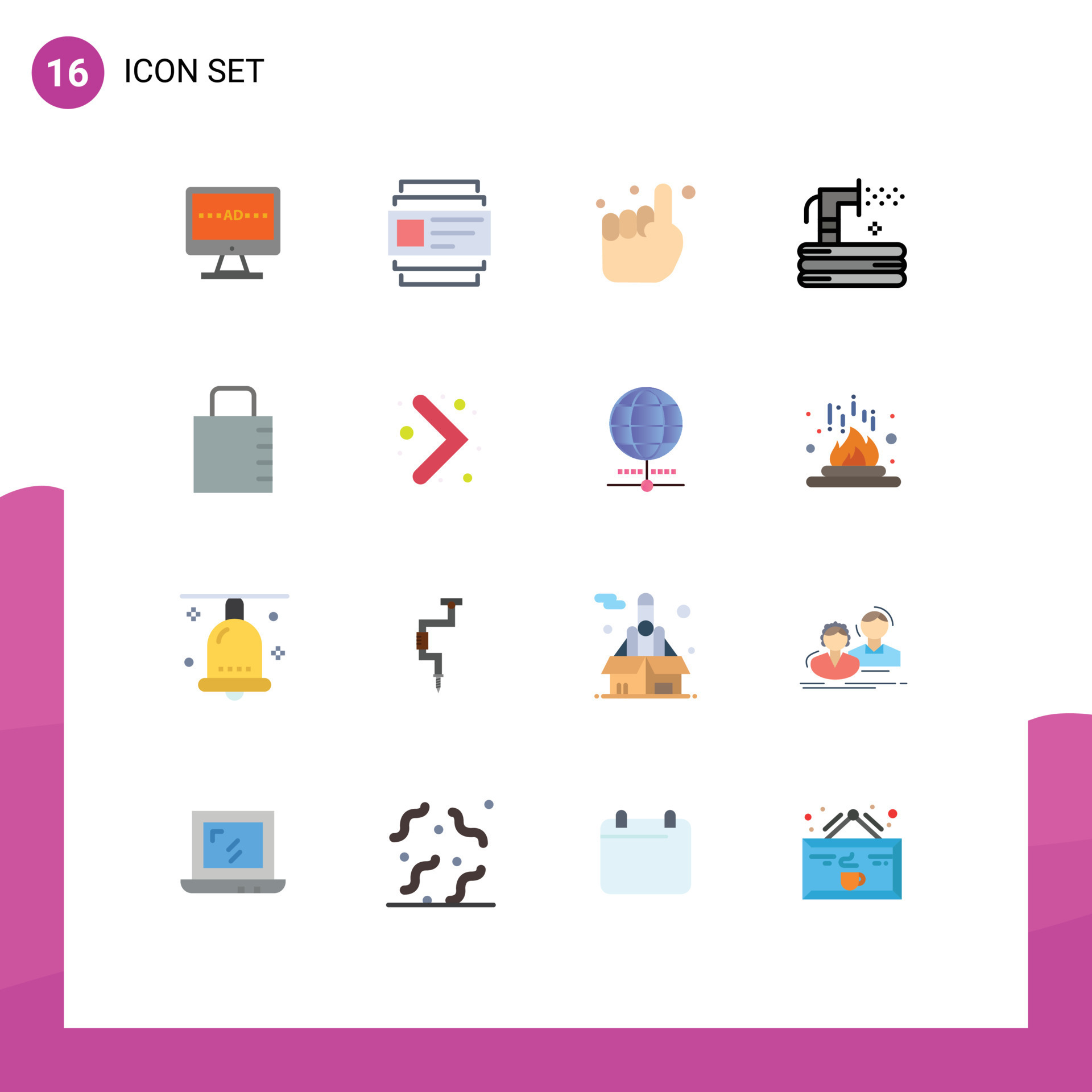 Stock Vector Icon Pack Of 16 Line Signs And Symbols For Key Summer Hand