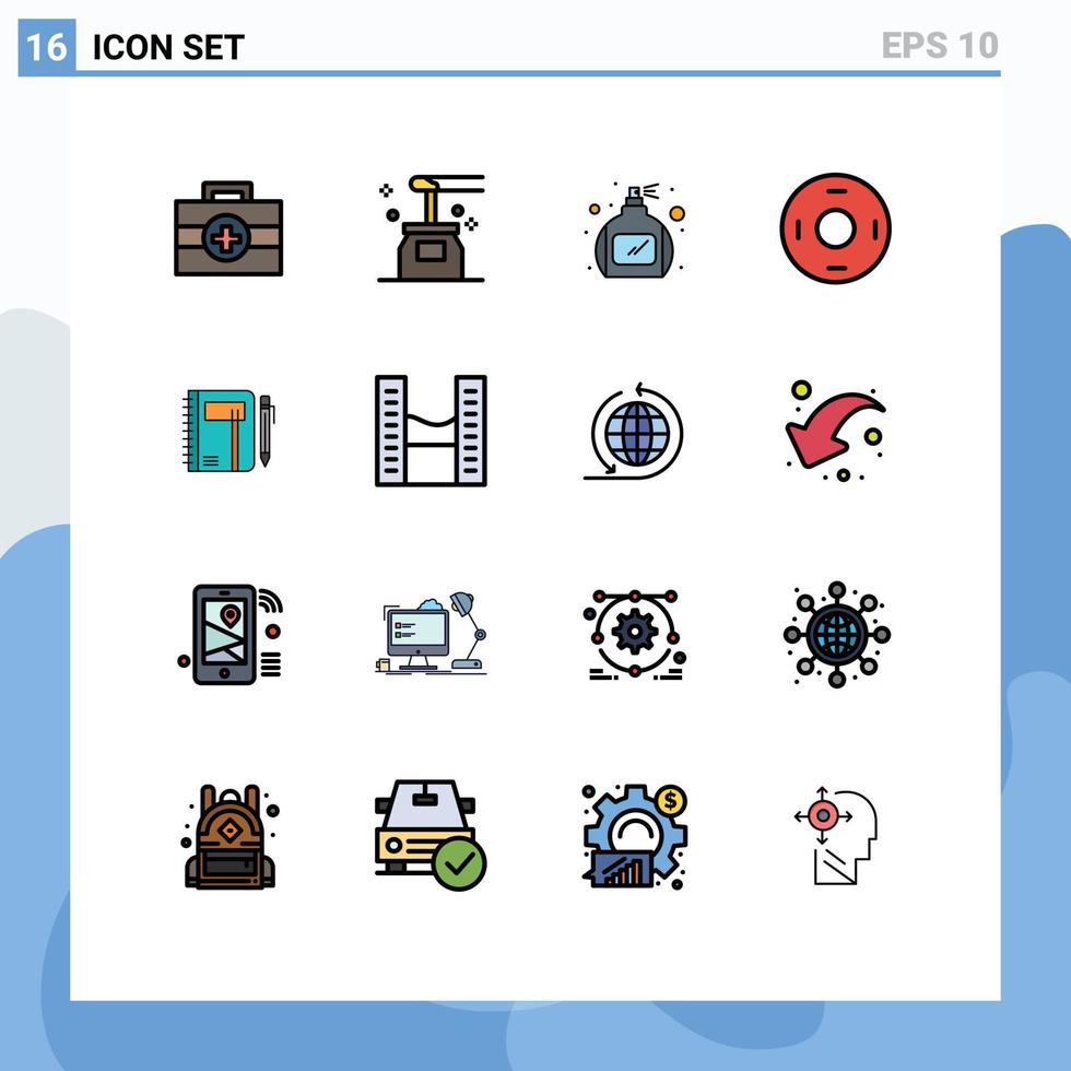 Stock Vector Icon Pack of 16 Line Signs and Symbols for note workbook ...