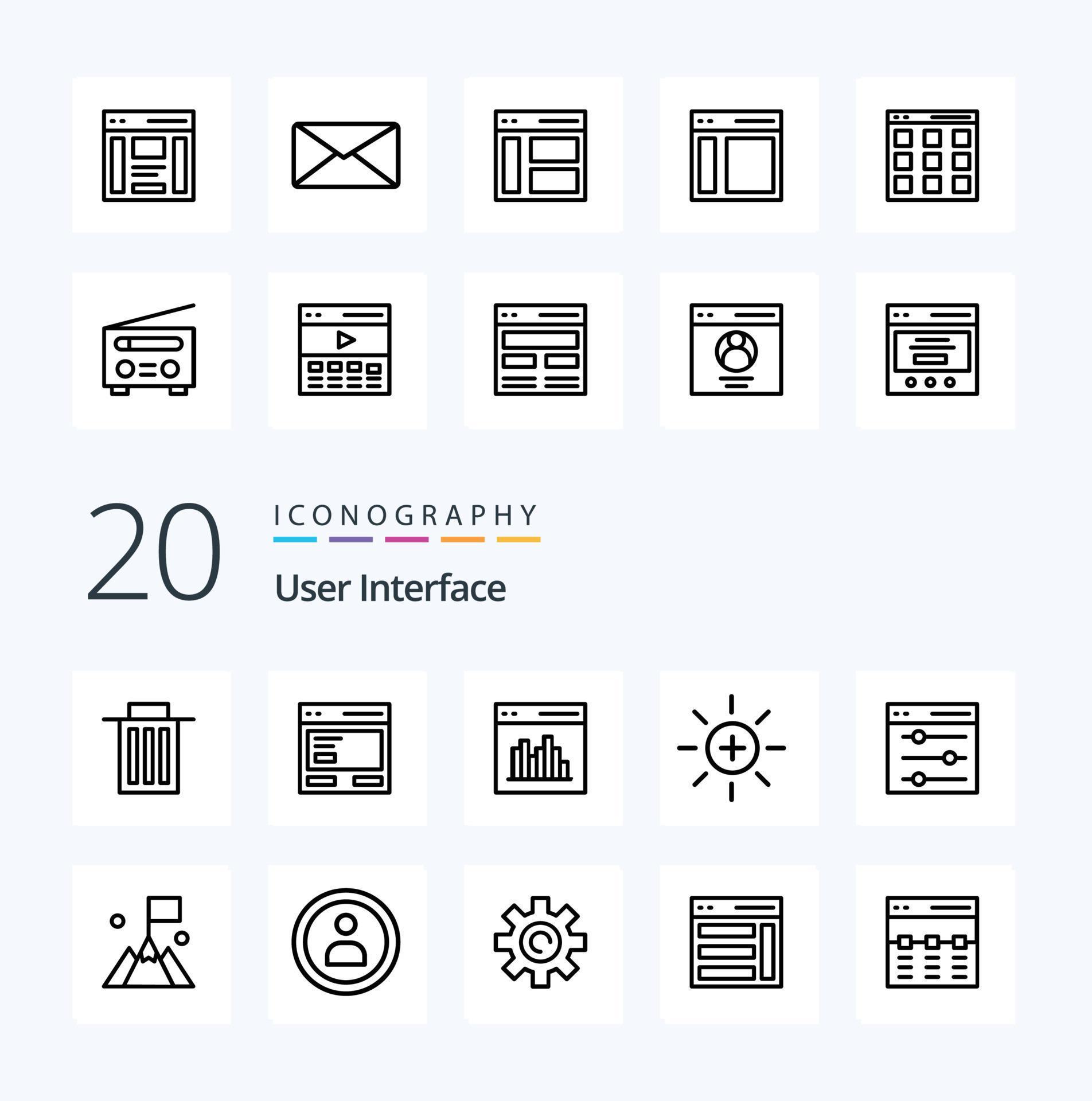 20 User Interface Line icon Pack like ui brightness interface user communication 18273566 Vector ...