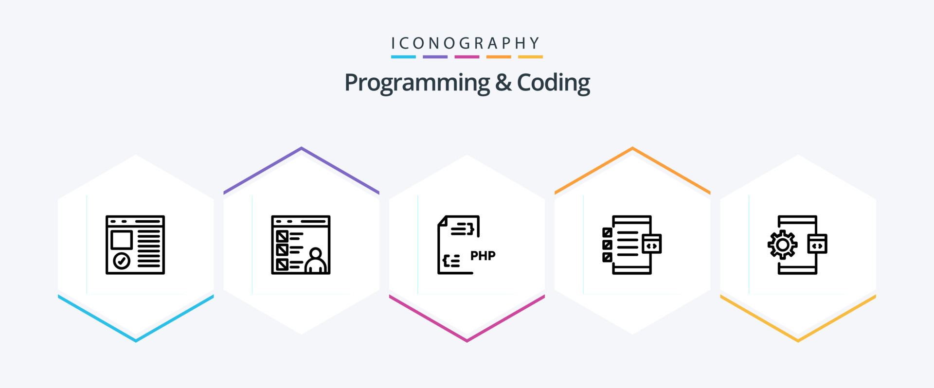 Programming And Coding 25 Line icon pack including develop. app. develop. file. development ...