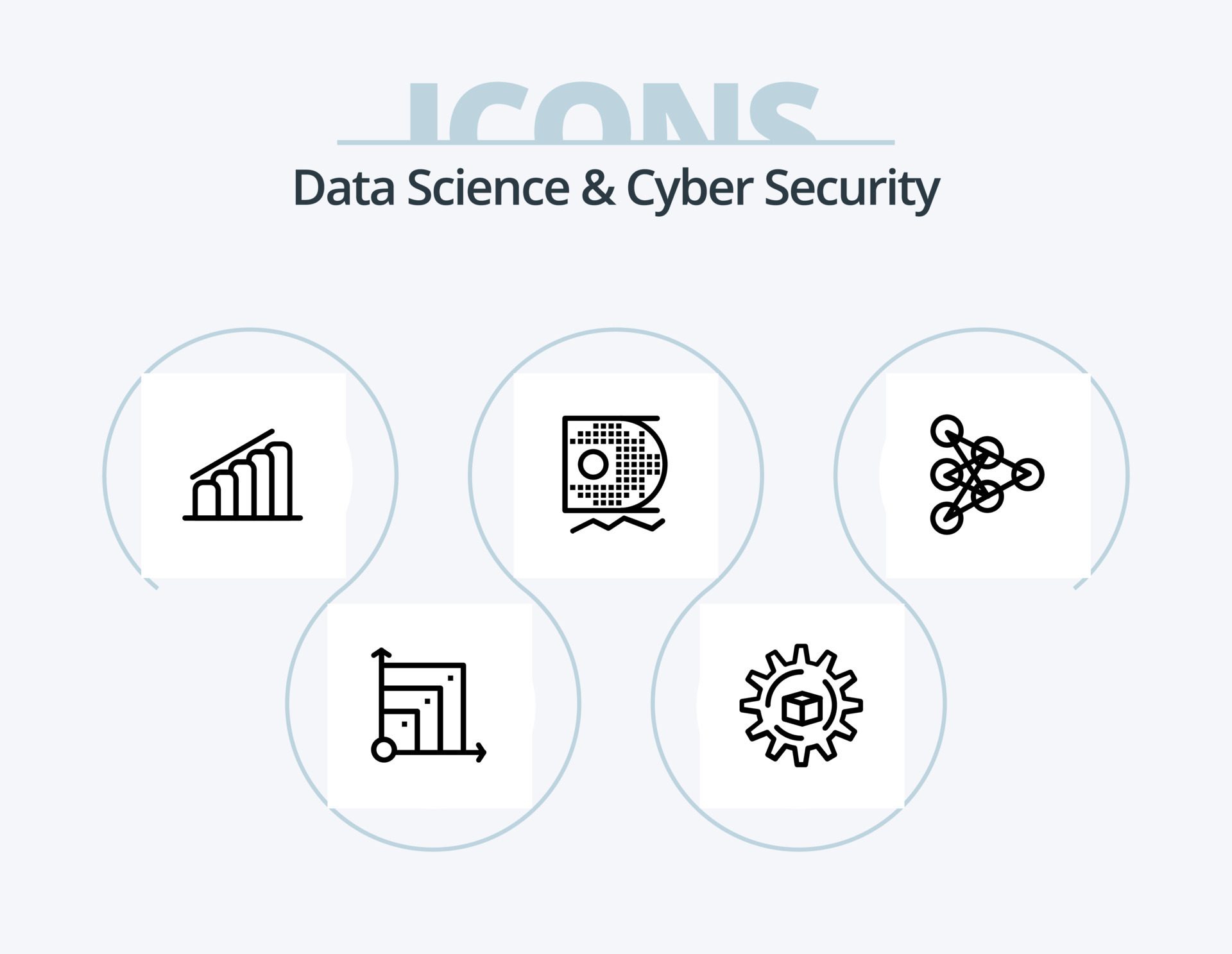 Data Science And Cyber Security Line Icon Pack 5 Icon Design Data Data Scince Globe Clock
