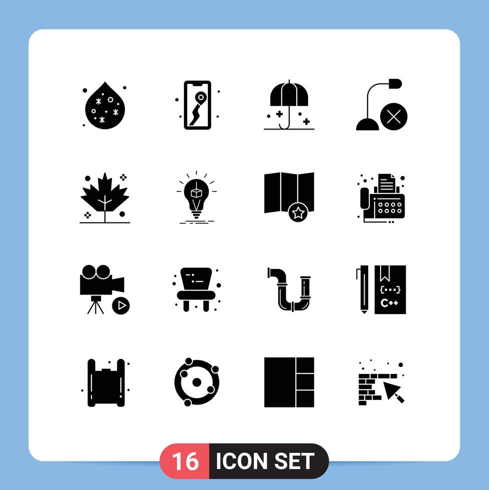 Set of 16 Modern UI Icons Symbols Signs for holiday hardware protection gadget computers ...