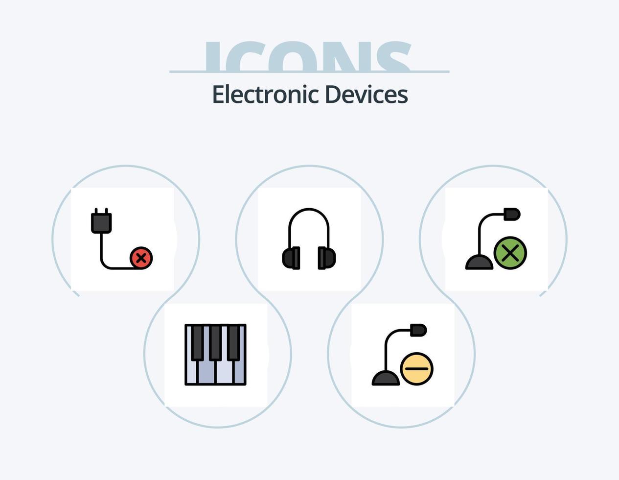 Devices Line Filled Icon Pack 5 Icon Design. connected. microphone. computers. mic. mouse ...