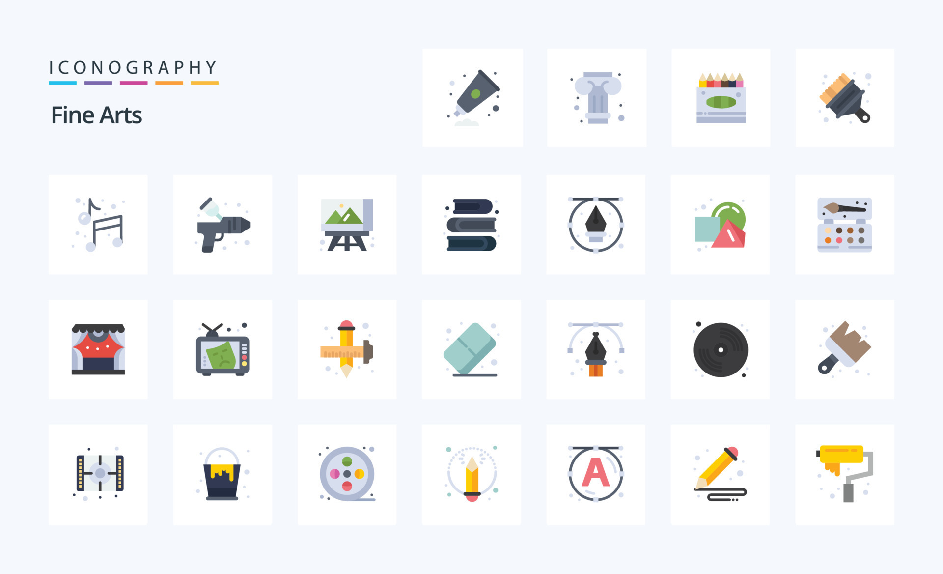 25 Fine Arts Flat color icon pack 18275996 Vector Art at Vecteezy