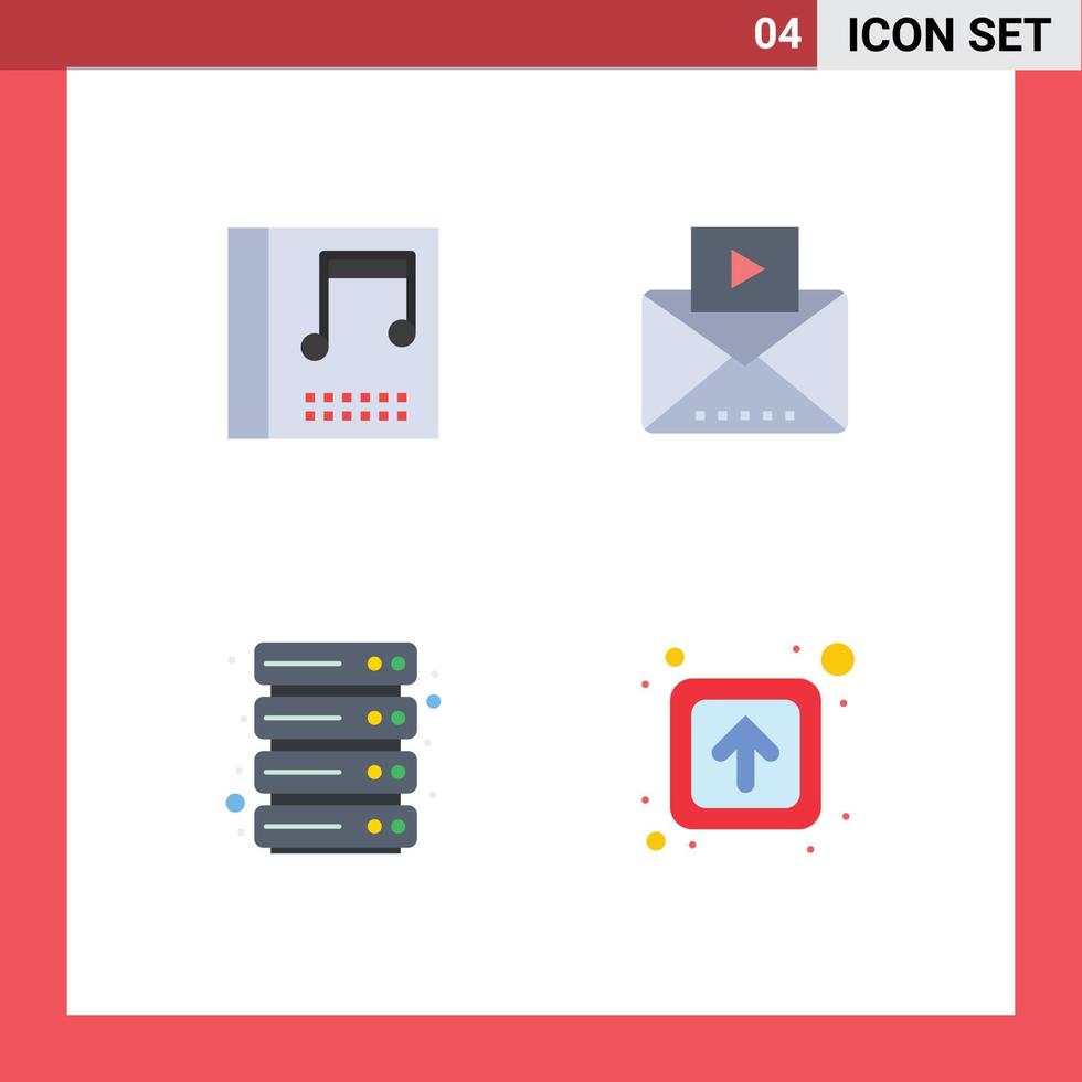 Mobile Interface Flat Icon Set of 4 Pictograms of album server message ...