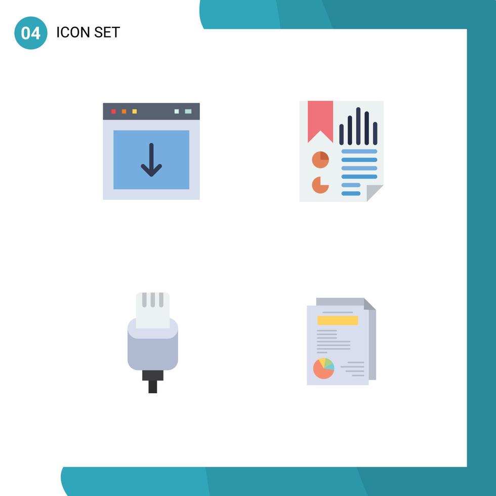 Modern Set of 4 Flat Icons and symbols such as app report element data ...