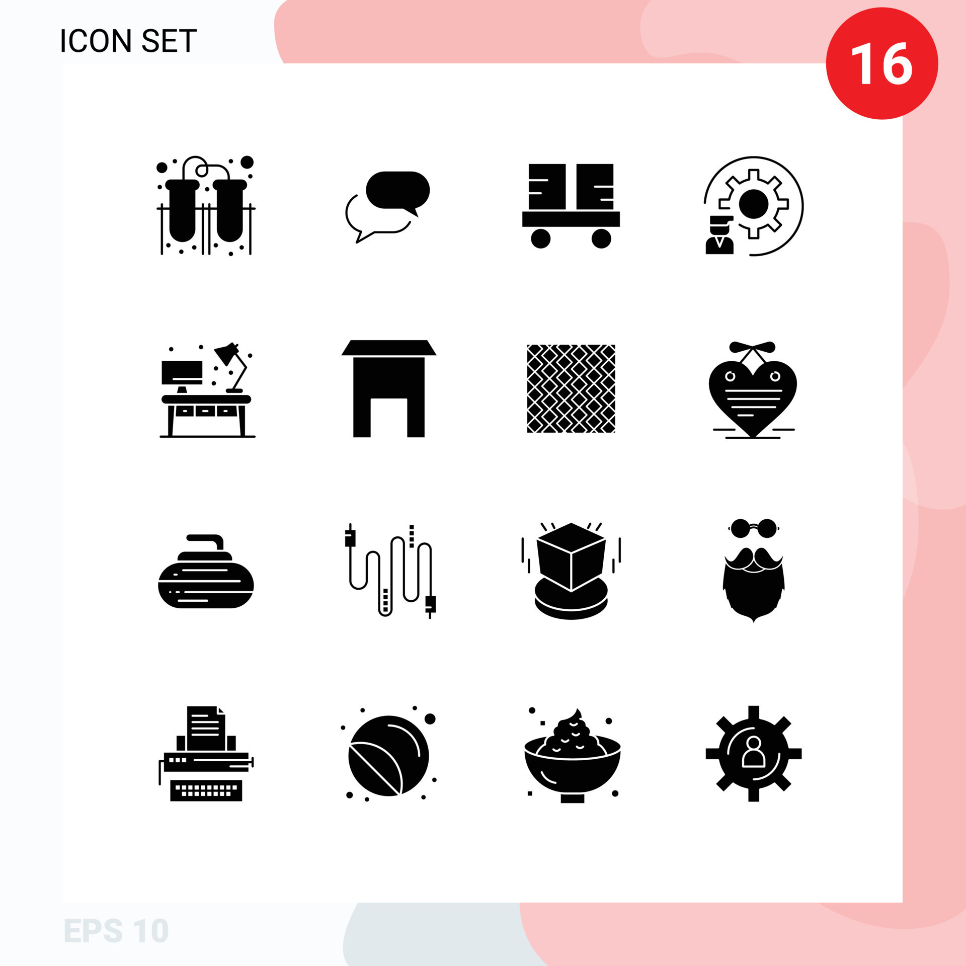Set of 16 Modern UI Icons Symbols Signs for programmer development caterpillar vehicles develop ...