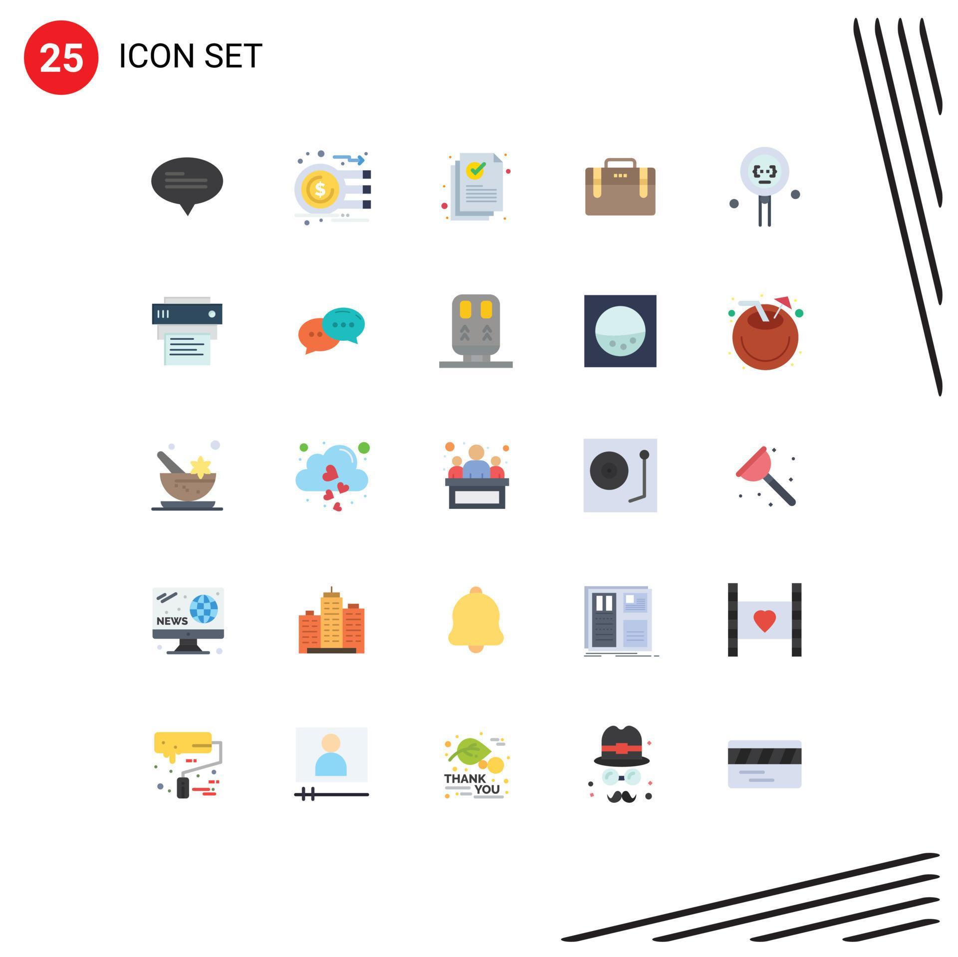 User Interface Pack Of 25 Basic Flat Colors Of Develop Motivation Business Working Bag Editable
