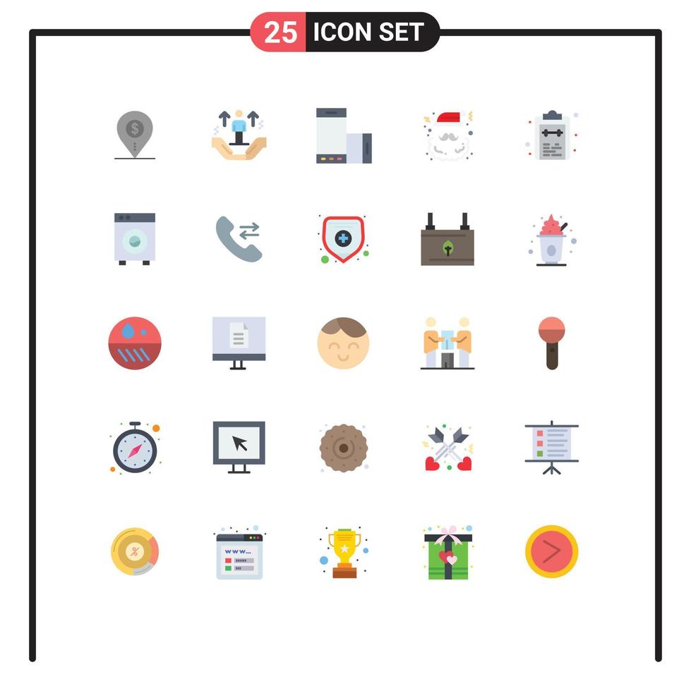 Mobile Interface Flat Color Set Of 25 Pictograms Of Claus Smartphone Man Rotate Mobile Editable