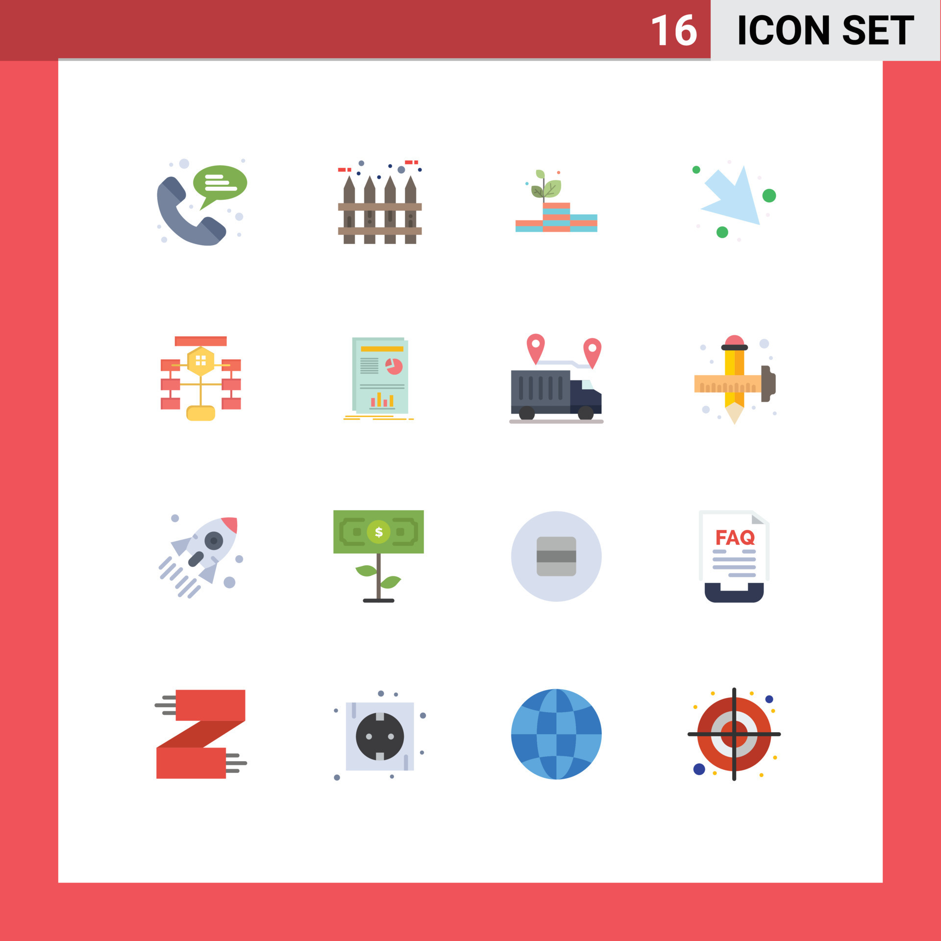 16 User Interface Flat Color Pack of modern Signs and Symbols of data ...