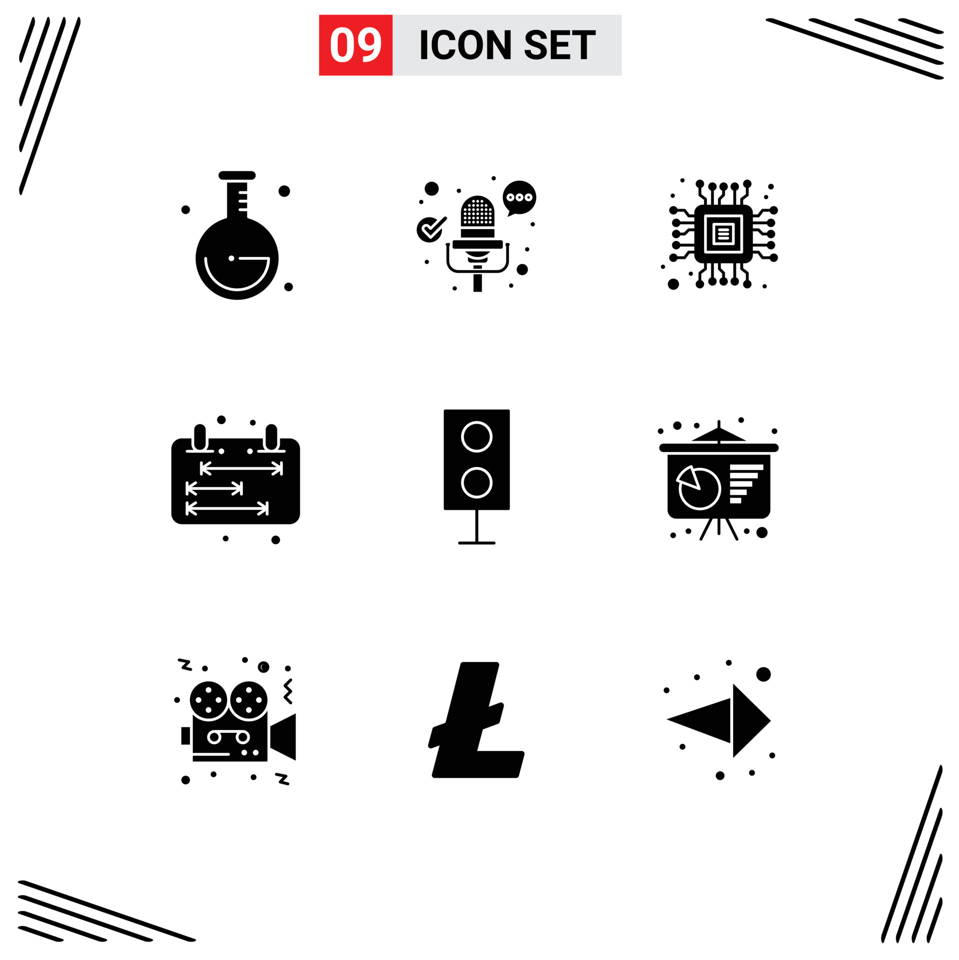 9 User Interface Solid Glyph Pack of modern Signs and Symbols of ...