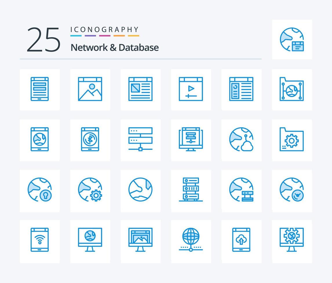 Network And Database 25 Blue Color icon pack including internet. app ...