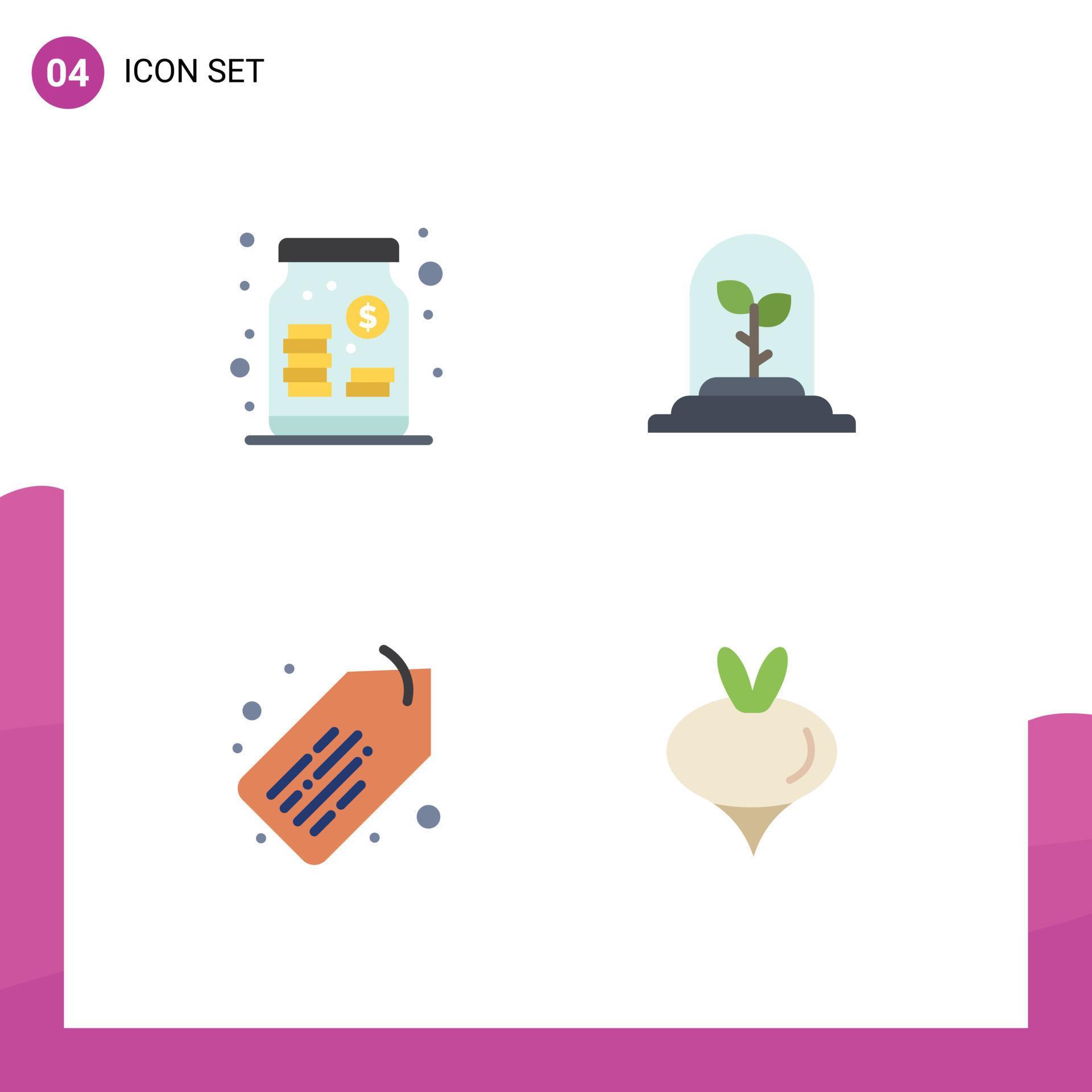Set of 4 Commercial Flat Icons pack for capital sale money plant turnip ... Set of 4 Commercial Flat Icons pack for capital sale money plant turnip ...